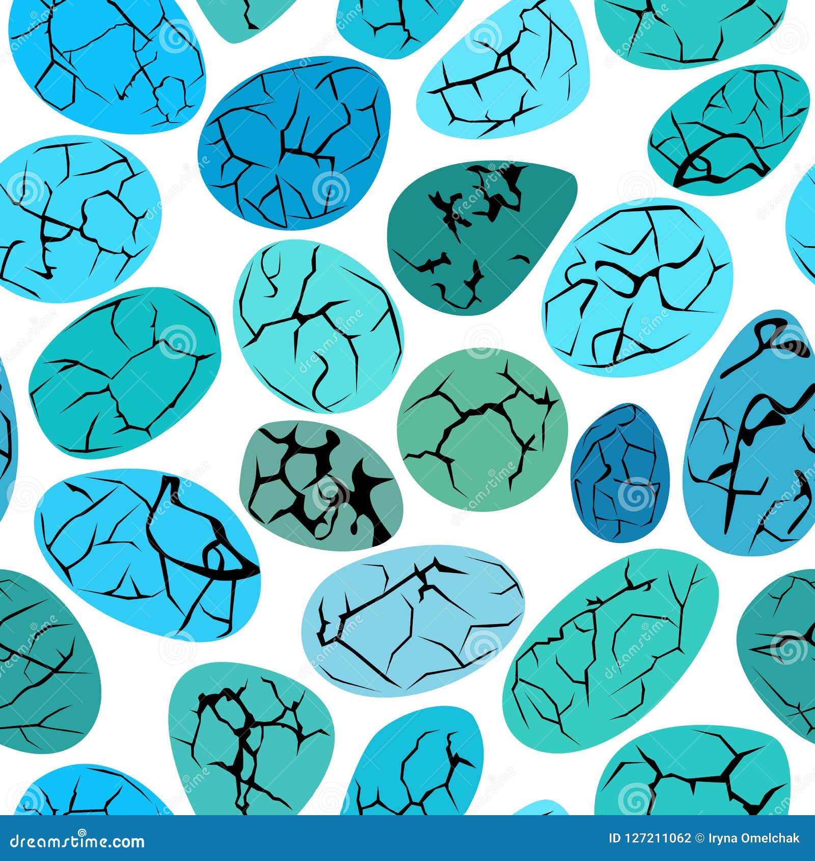 Seamless Pattern with Turquoise Stones on a White Background Stock ...