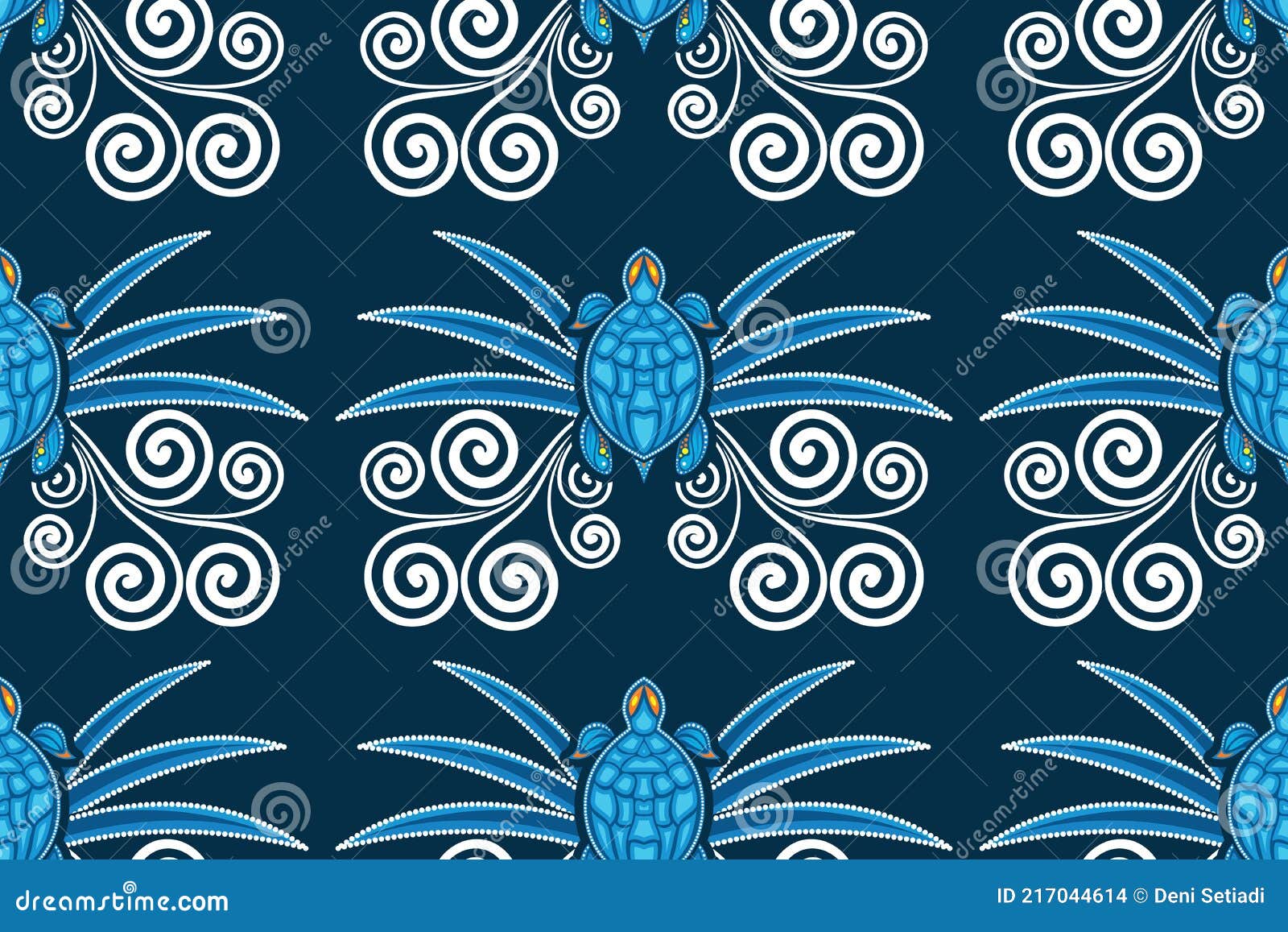 Seamless Pattern Turtle Batik Vector Stock Vector - Illustration of ...