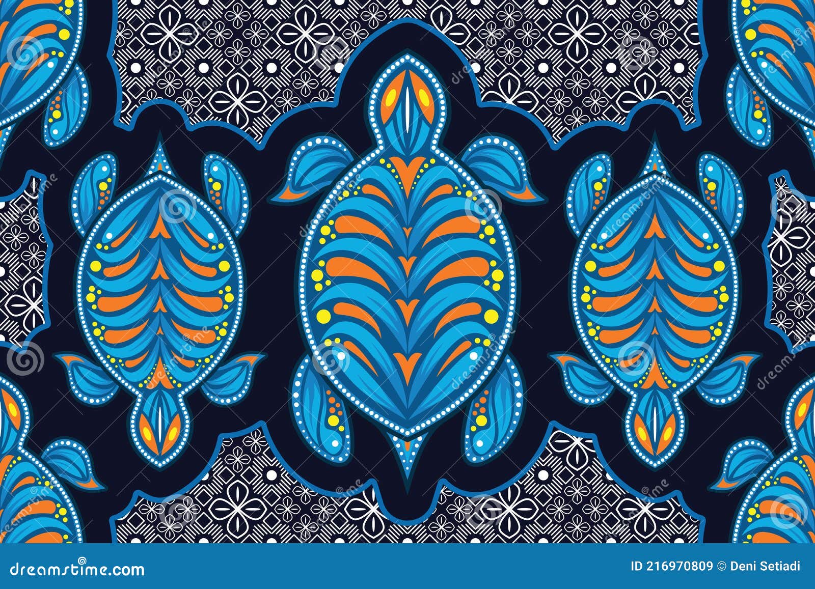 Seamless Pattern with Turtle Vector Stock Vector - Illustration of ...