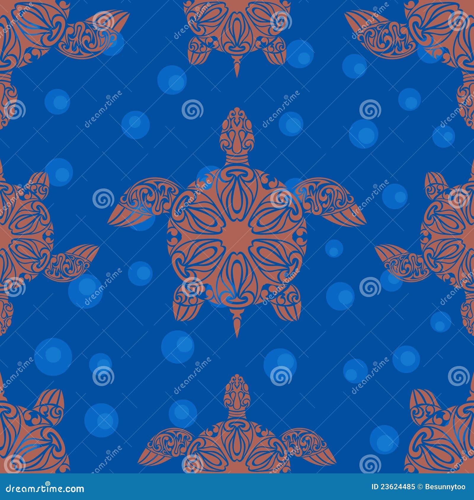 Seamless Pattern with Turtles Stock Vector - Illustration of classical ...