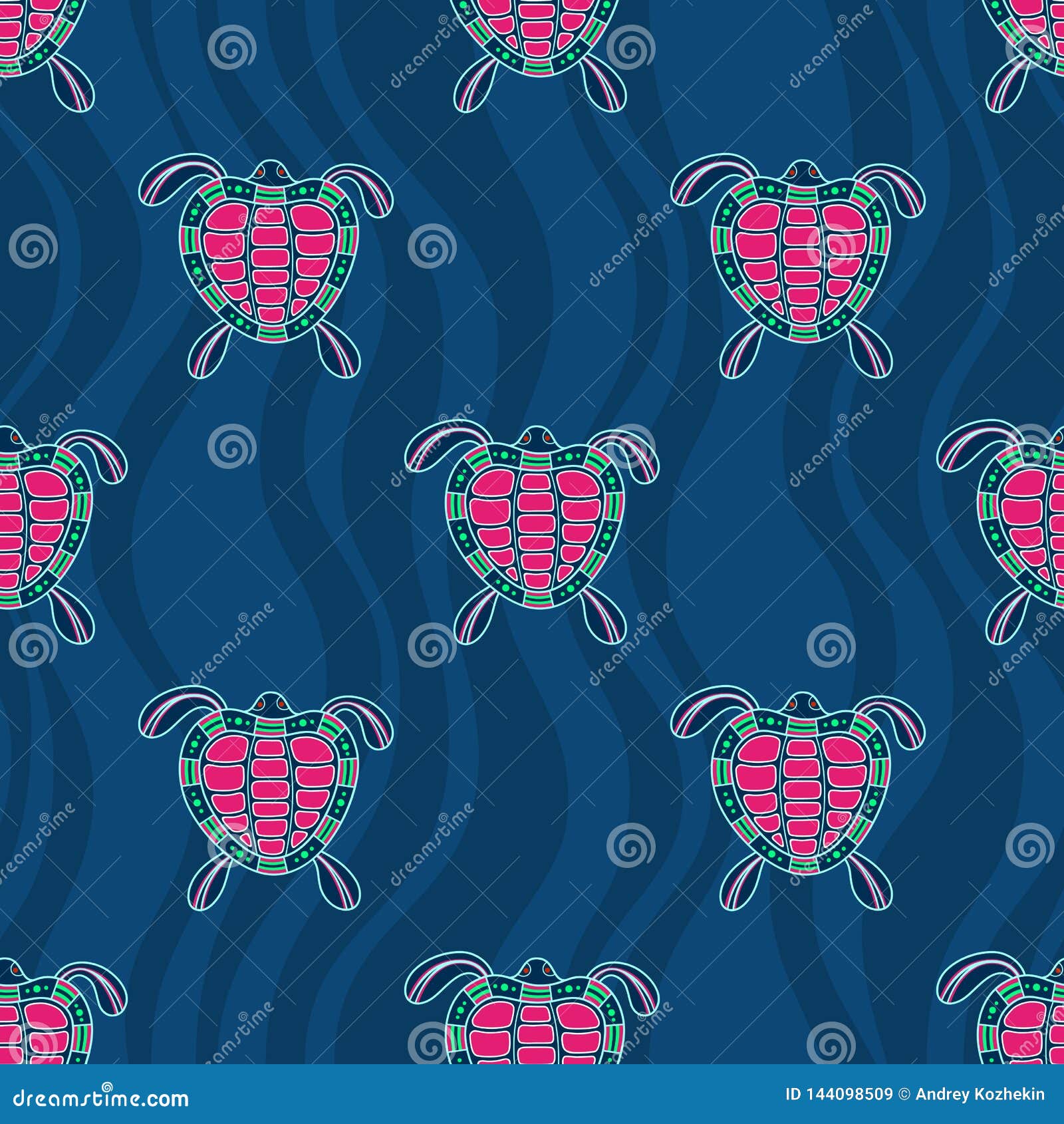 Seamless Pattern of Turtles. Australian Art Stock Vector - Illustration ...
