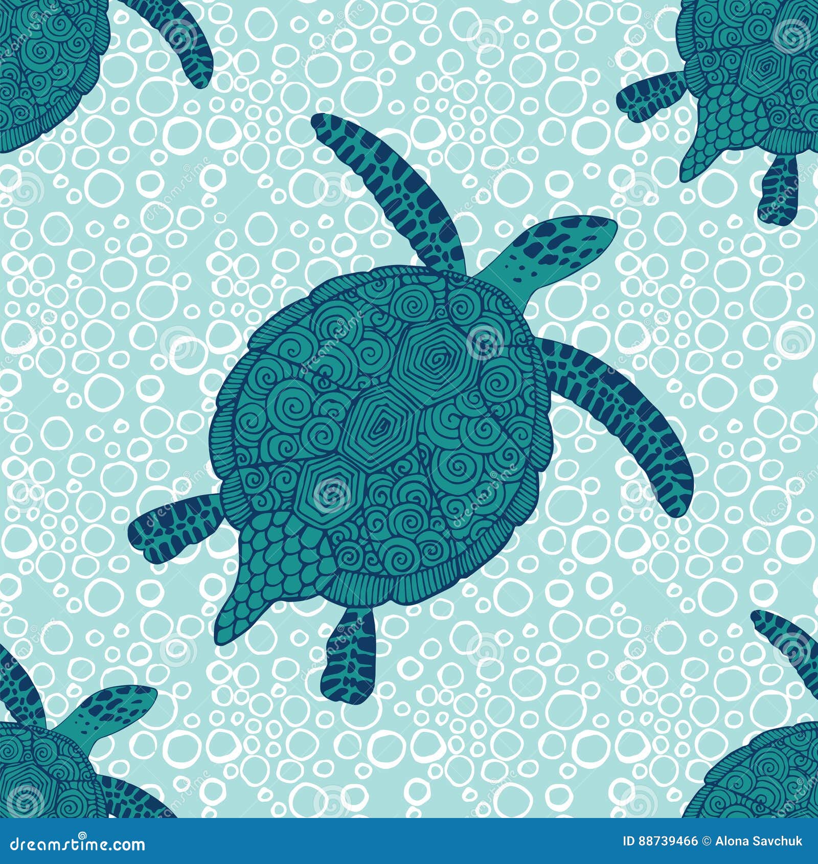 Seamless Pattern with Turtles. Stock Vector - Illustration of green ...