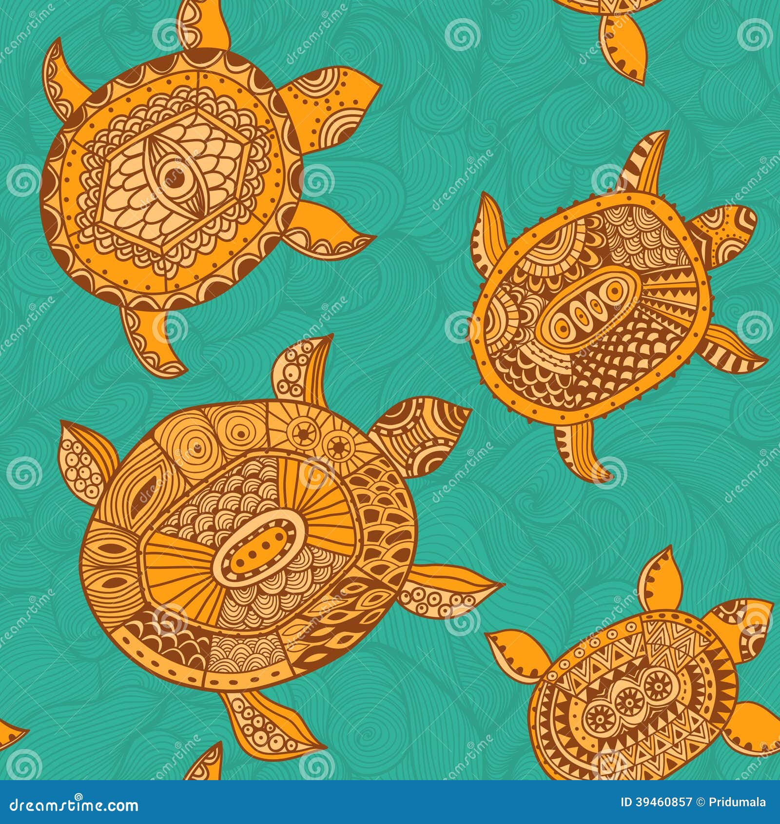Seamless Pattern with Turtles. Seamless Pattern Can Be Used for Stock ...