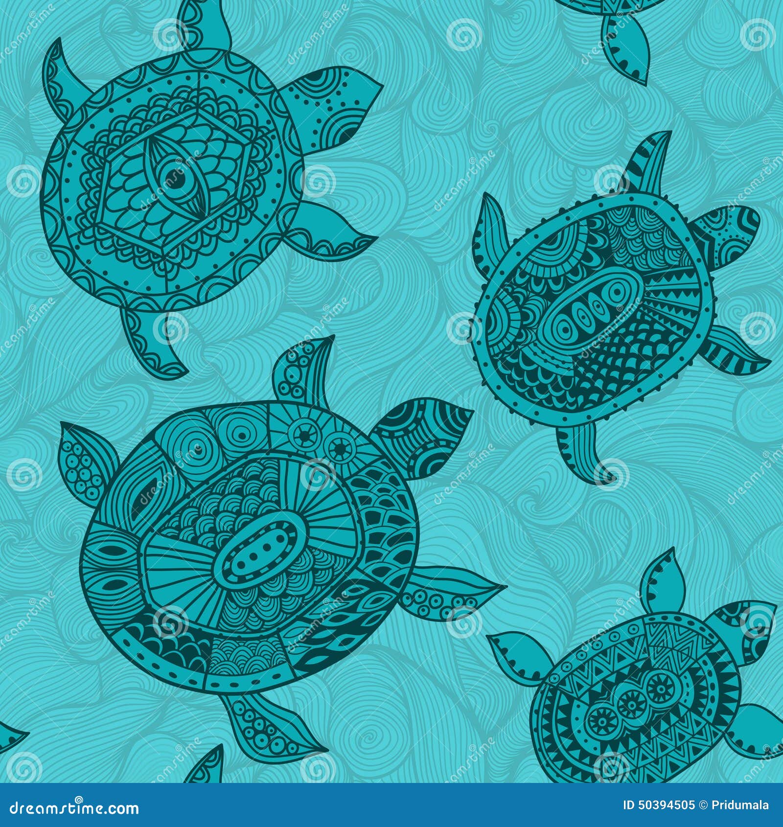 Seamless Pattern with Turtles. Seamless Pattern Can Be Used for Stock ...