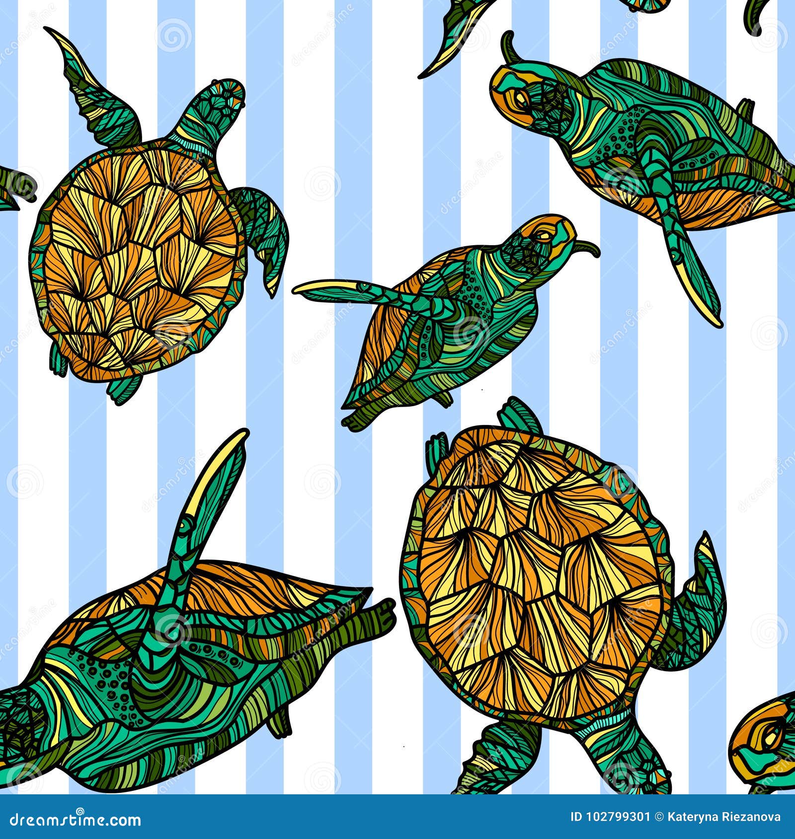 Seamless Pattern with Turtles. Stock Vector - Illustration of abstract ...