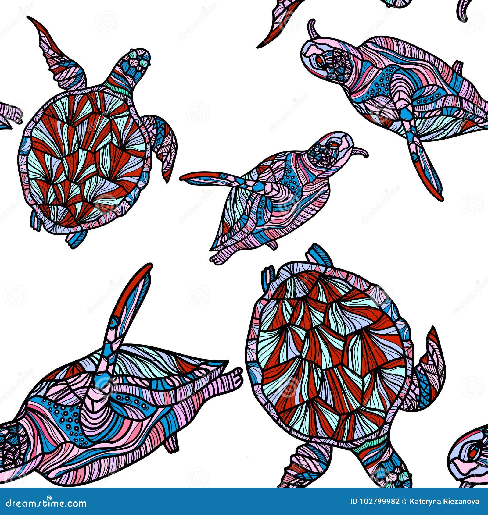 Seamless Pattern with Turtles. Stock Vector - Illustration of turtle ...