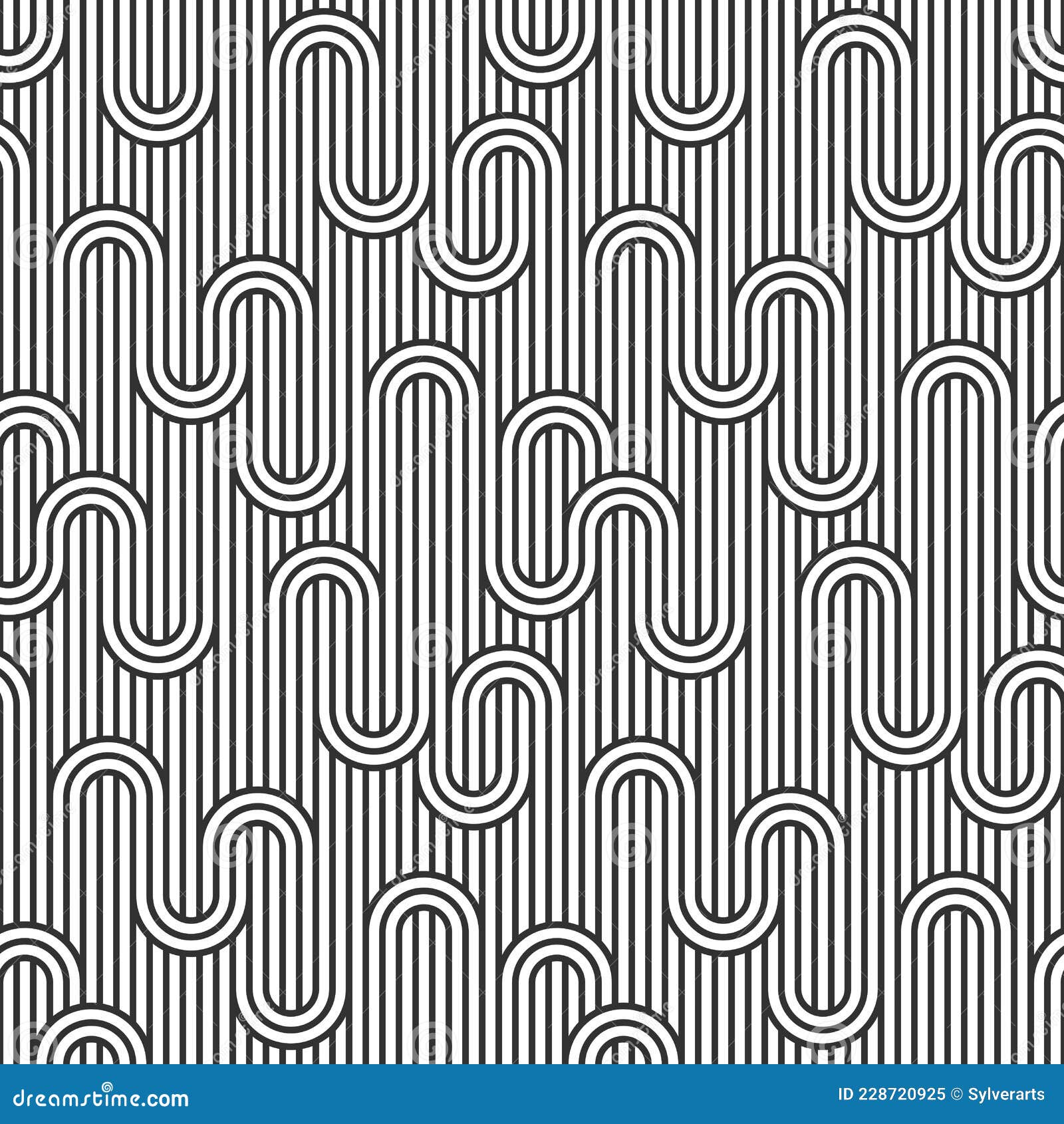 Seamless Pattern with Twisted Lines, Vector Linear Tiling Background ...