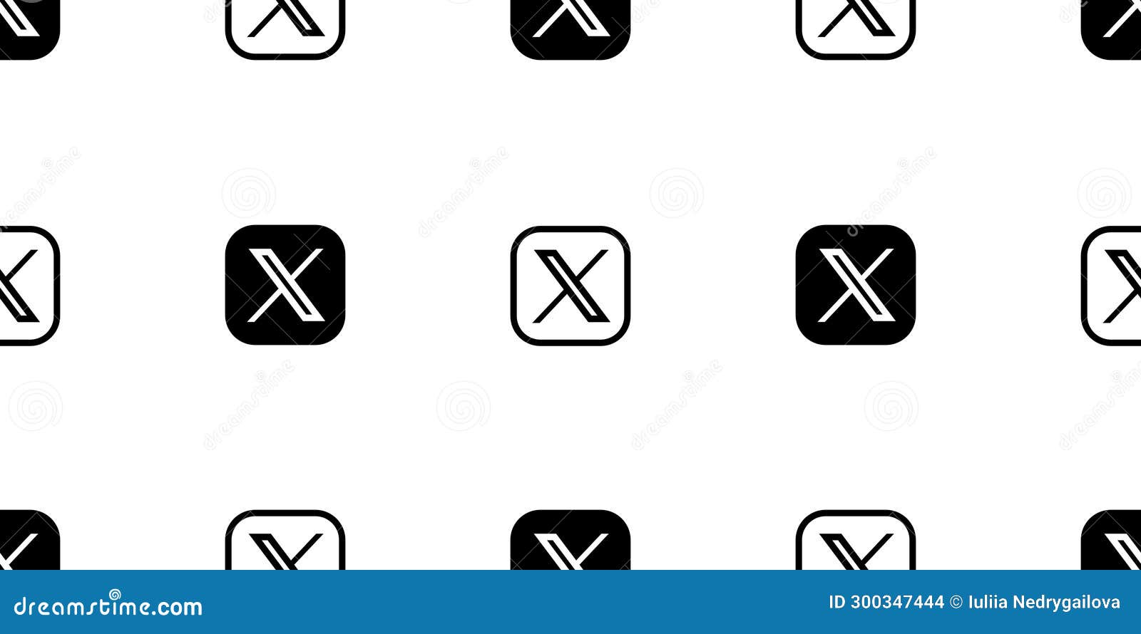 Seamless Pattern with Twitter New Logo, Logo Brand Twitter with X ...