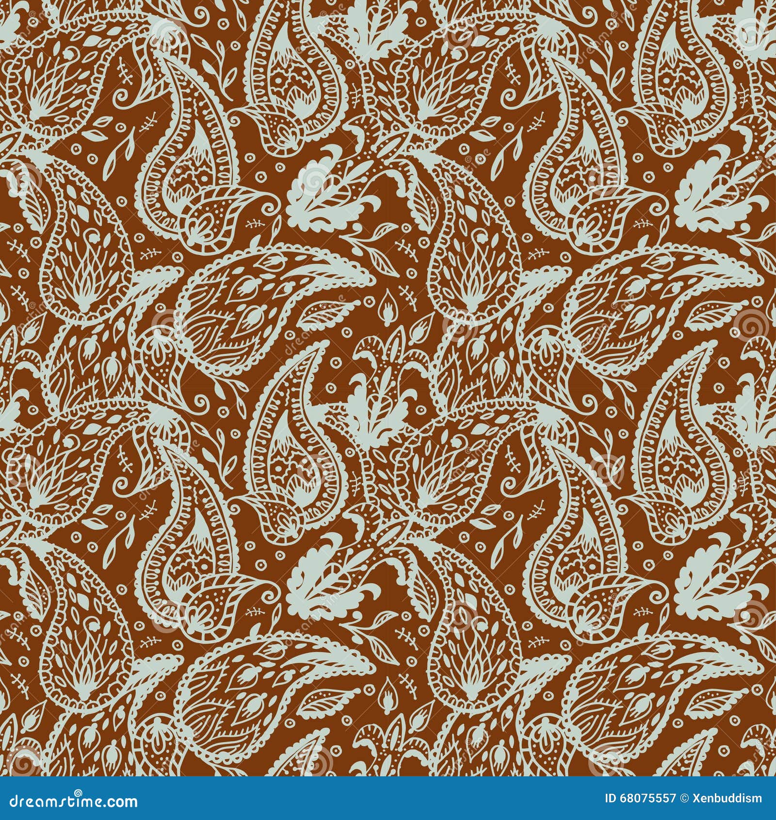 Seamless Pattern in Two Colors Paisley Design Stock Illustration ...