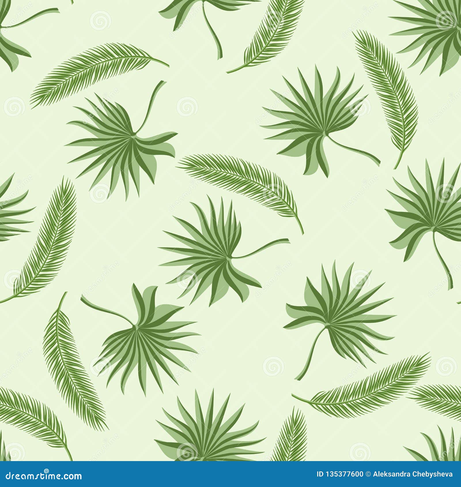 Seamless Pattern with Two Kinds of Palm Branches Stock Illustration ...