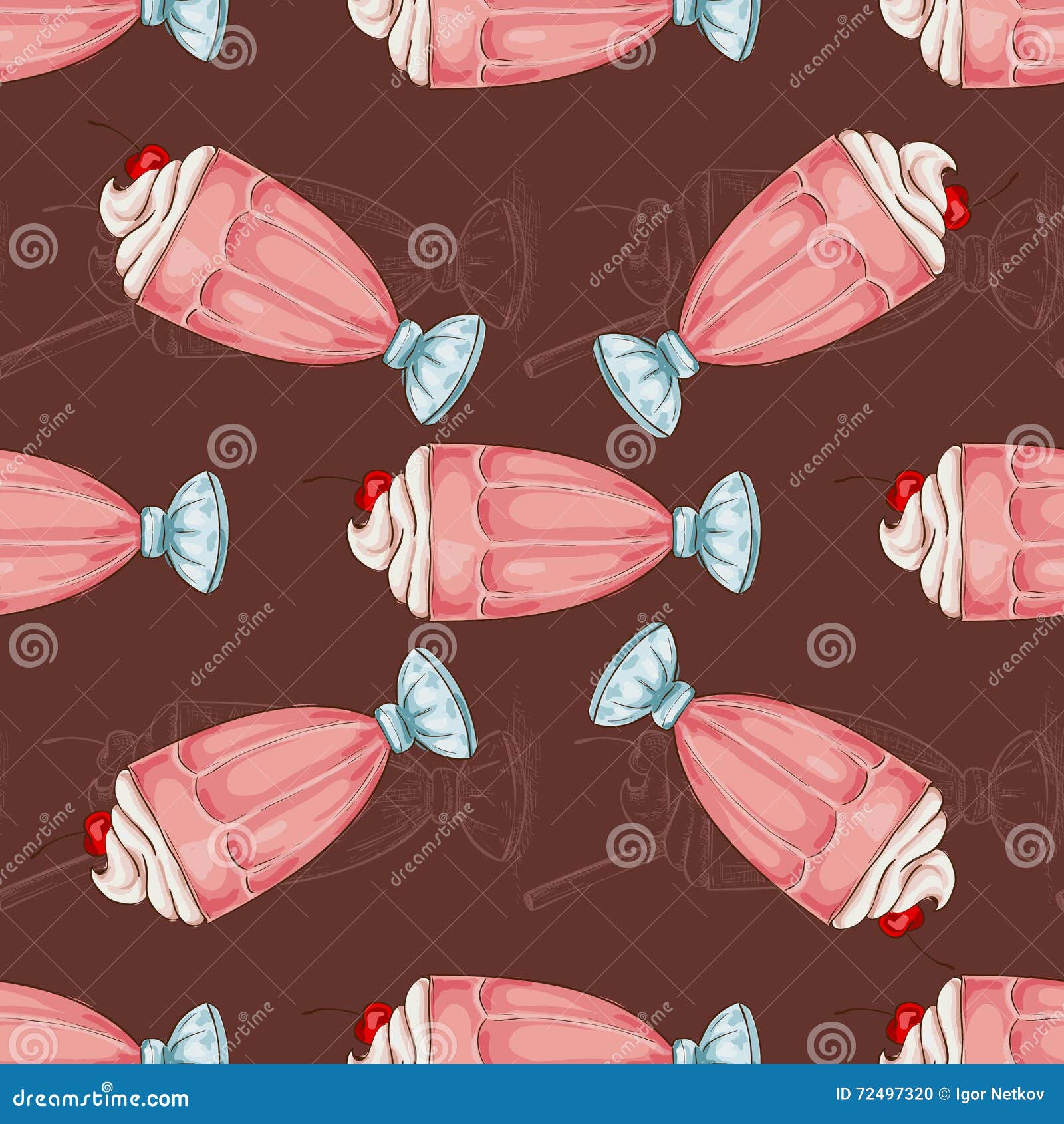 Seamless Pattern of Two Types Cherry Milkshake Stock Vector ...