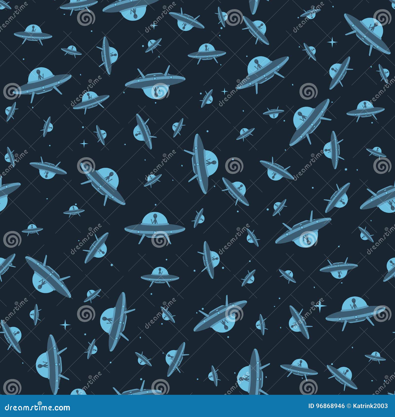 Seamless Pattern of UFO with an Alien Stock Vector - Illustration of ...