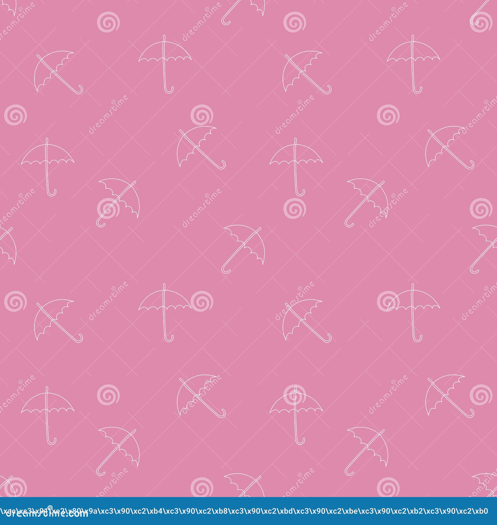 Seamless Pattern with Umbrellas in the Style of Line Art on a Pink ...