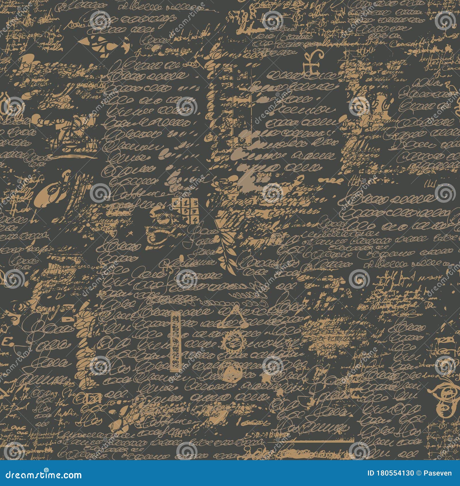 Seamless Pattern with Unreadable Handwritten Notes Stock Vector ...