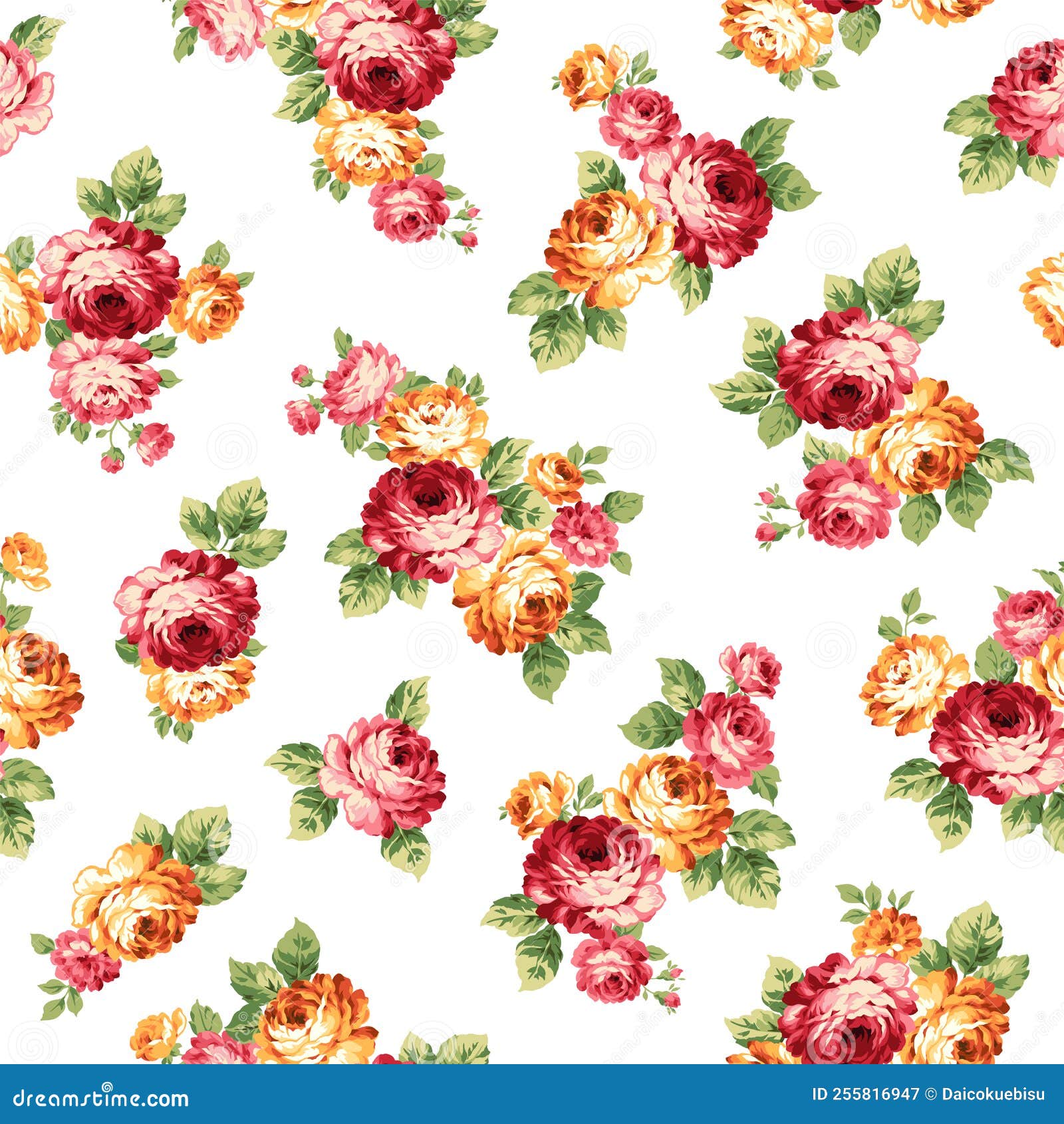 Seamless Pattern with a Beautiful Bouquet of Roses, Stock Vector ...