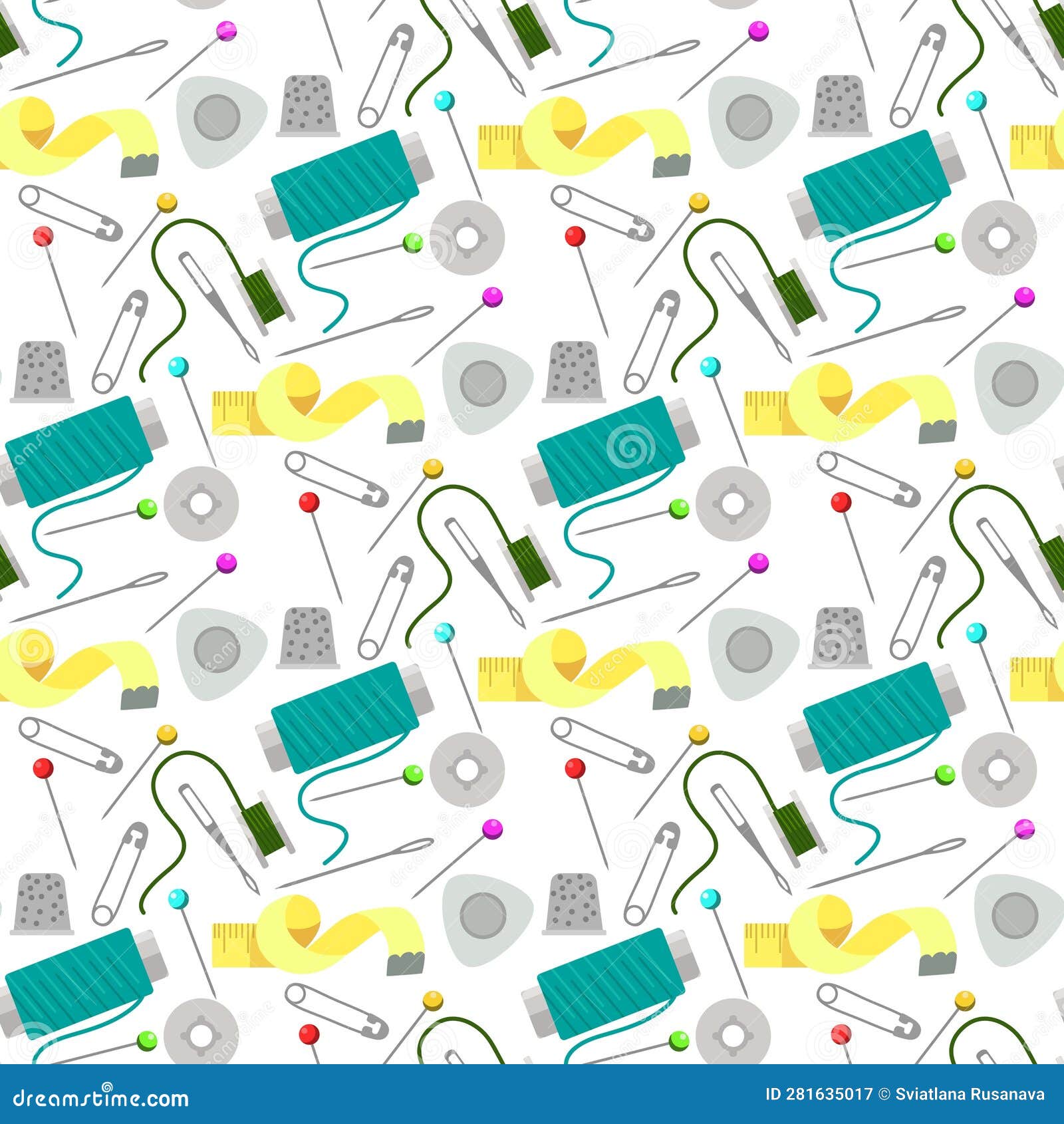 Seamless Pattern Using Sewing Thread on a White Background. Reels with ...