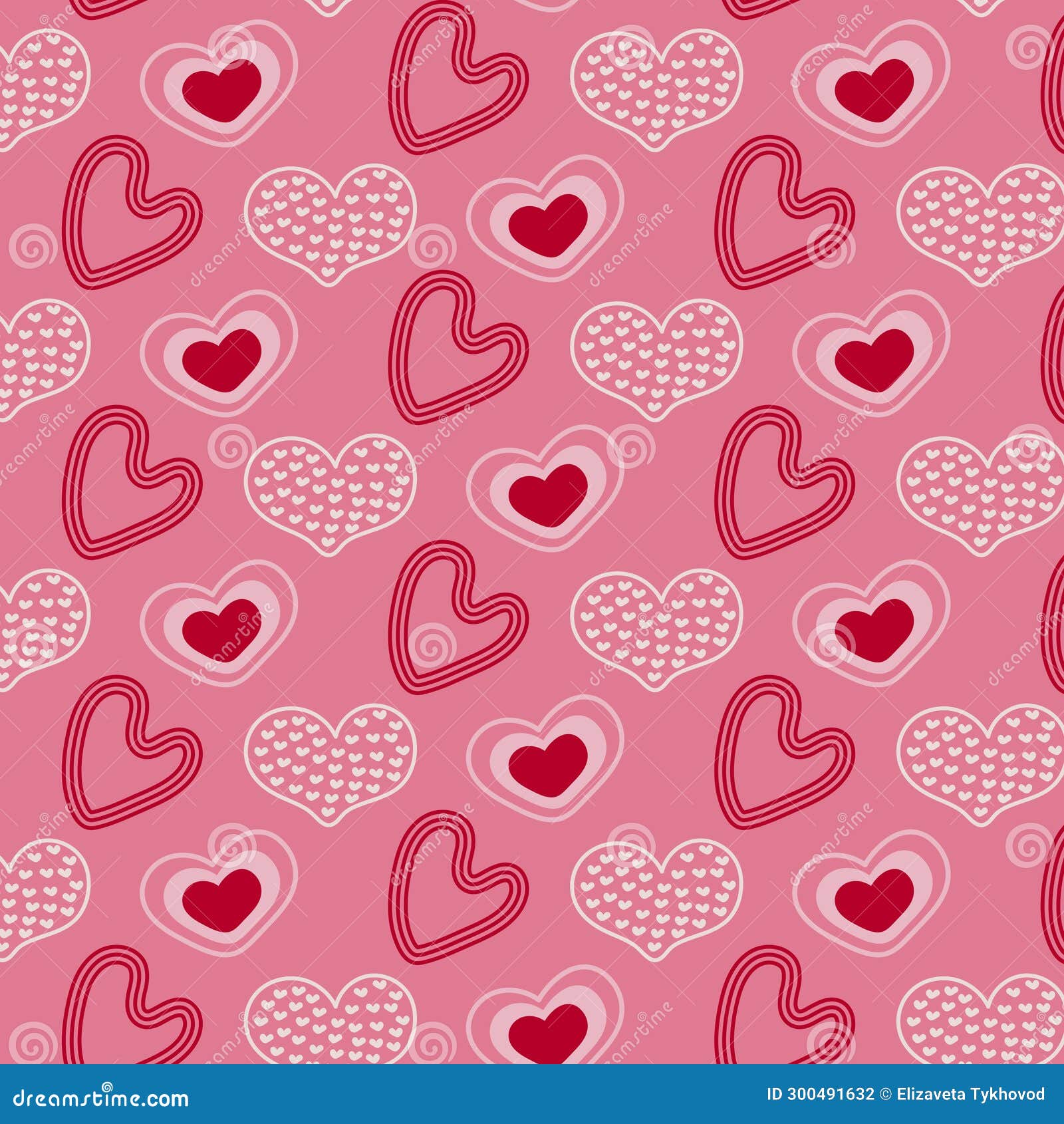 Seamless Pattern for Valentine S Day. Creative White Hearts on a Pink ...