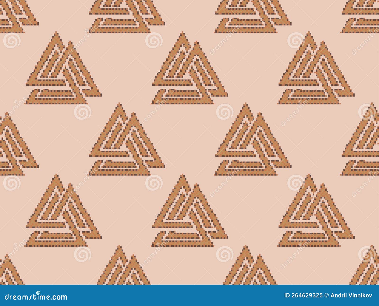 Seamless Pattern with Valknut in Pixel Art Style. Pixelated Valknut ...