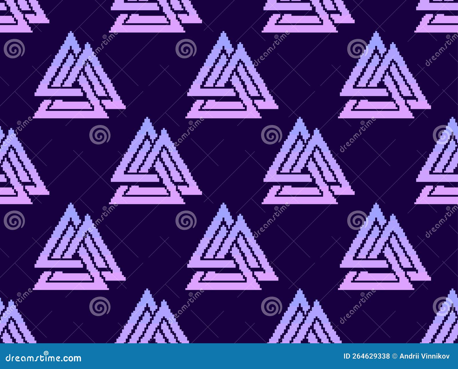 Seamless Pattern with Valknut in Pixel Art Style. Pixelated Valknut ...