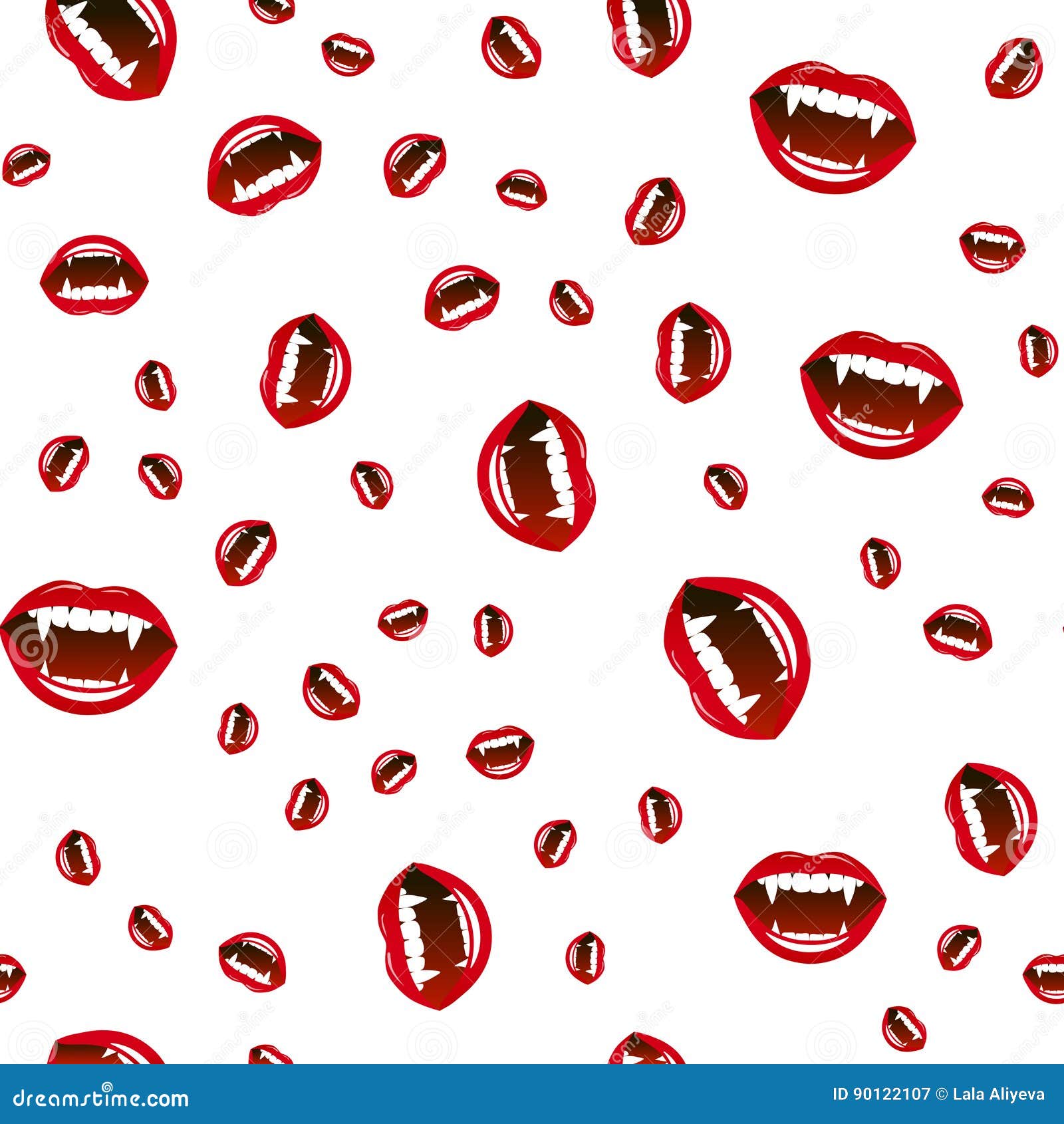 Seamless Pattern Of Vampire Lips On White Background. Vector ...
