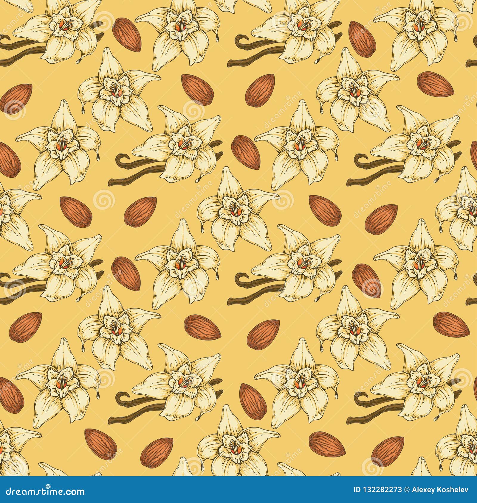Seamless Pattern with Vanilla Flower Stock Illustration - Illustration ...