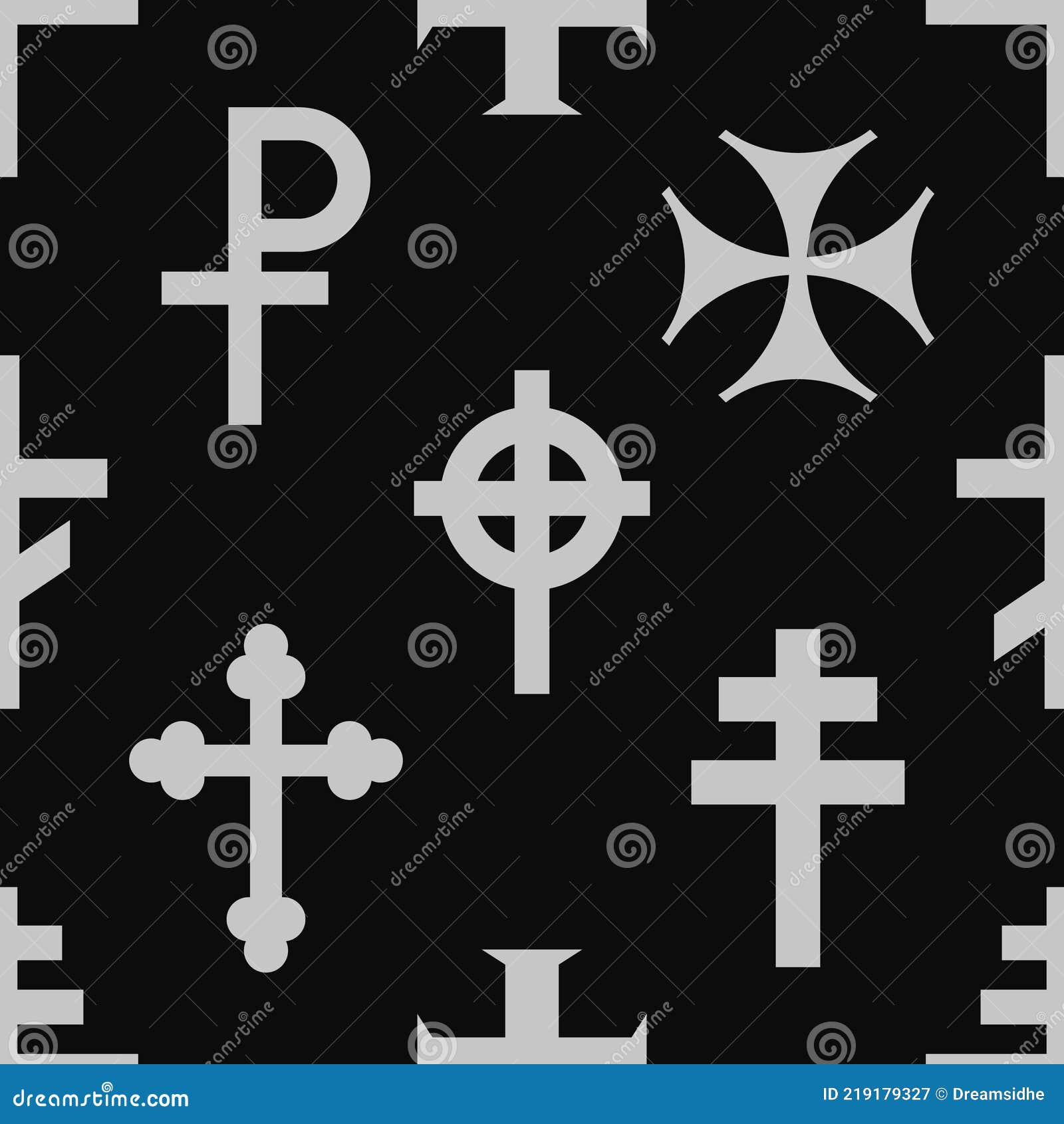 Seamless Pattern with Variants of Christian Cross Stock Vector ...
