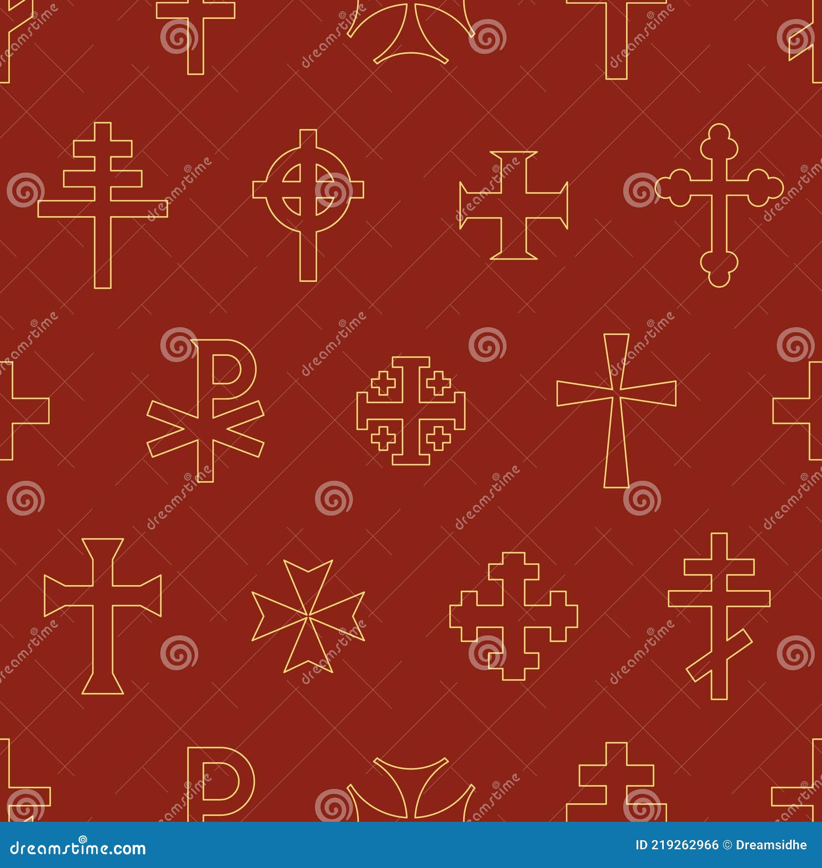 Seamless Pattern With Variants Of Christian Cross Stock Vector