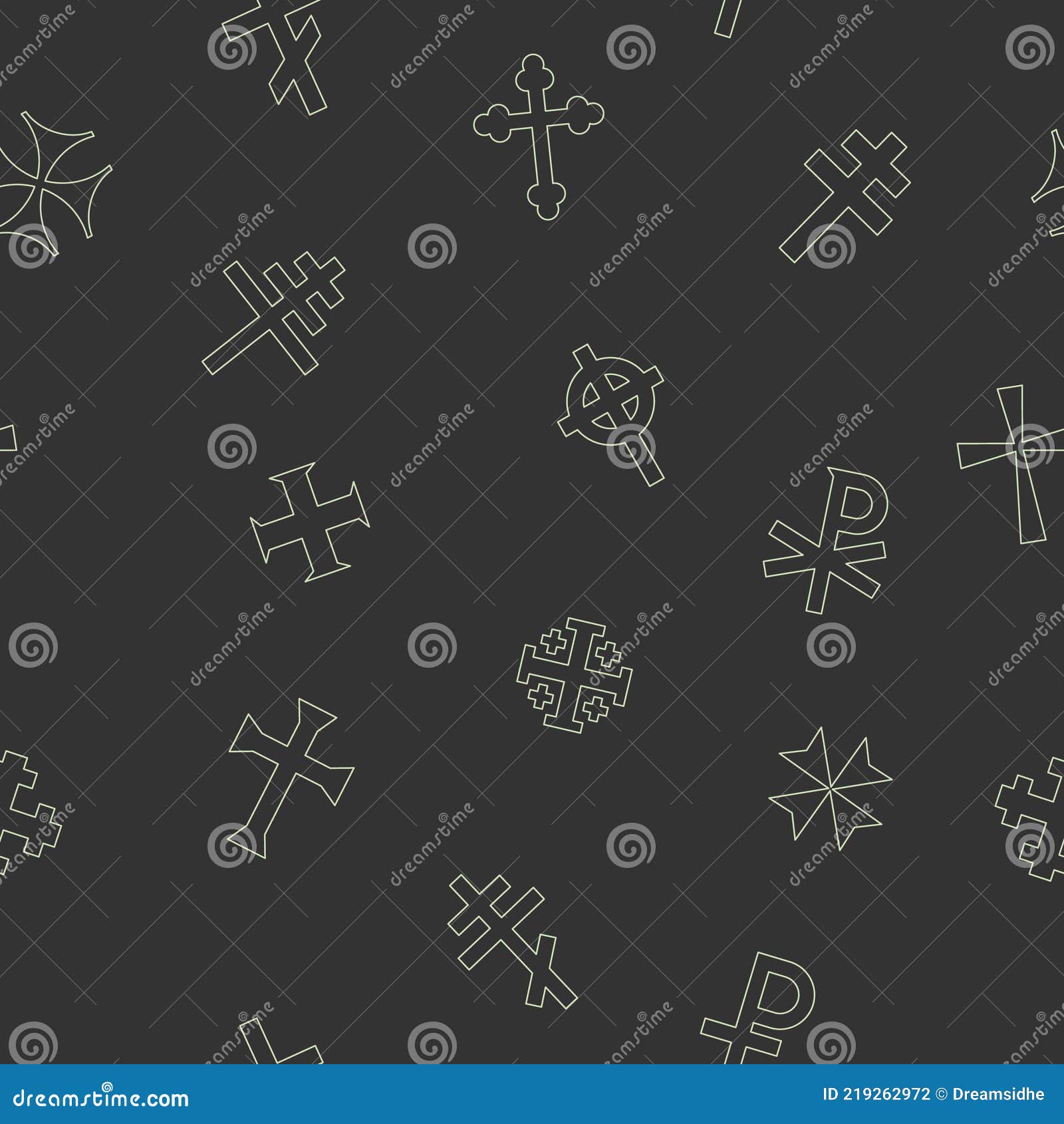 Seamless Pattern with Variants of Christian Cross Stock Vector ...