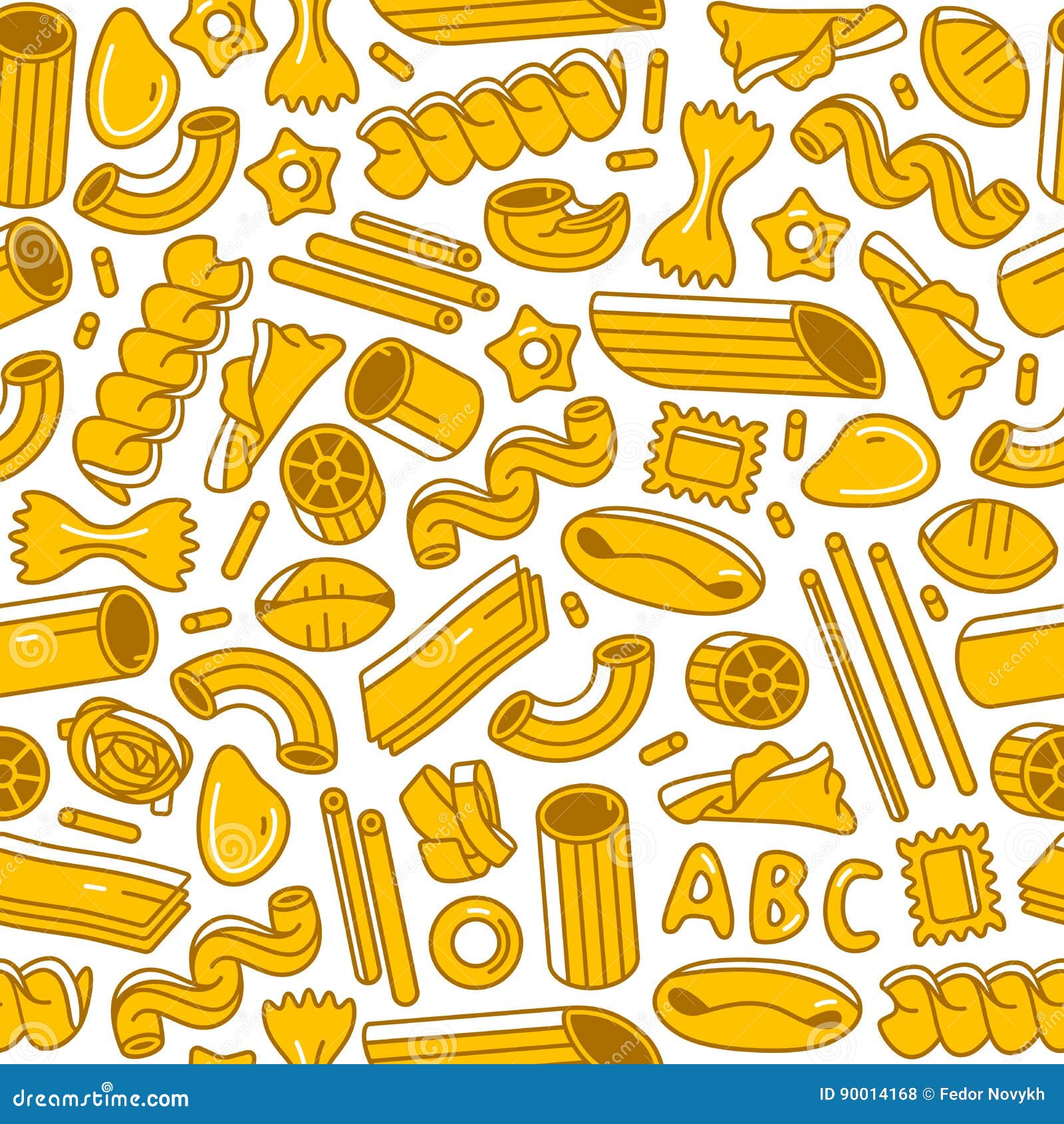 Seamless Pattern with Varieties of Pasta Stock Vector - Illustration of ...