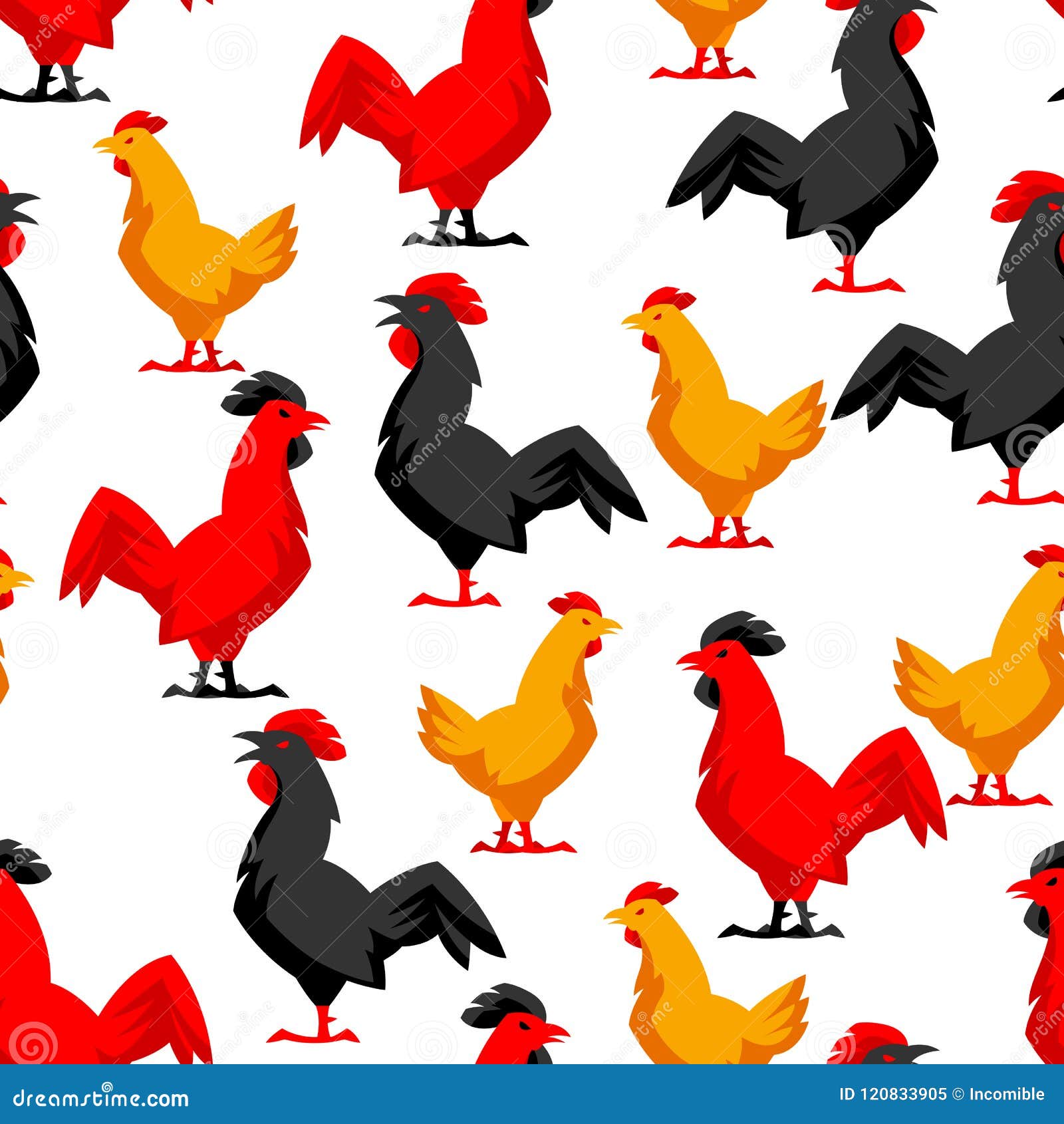 Seamless Pattern with Variety Chickens. Stock Vector - Illustration of ...