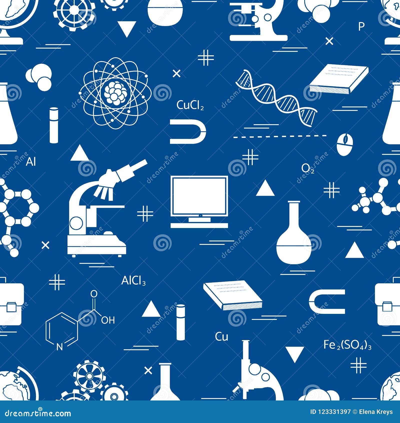 Seamless Pattern with Variety Scientific, Education Elements: Gl Stock ...