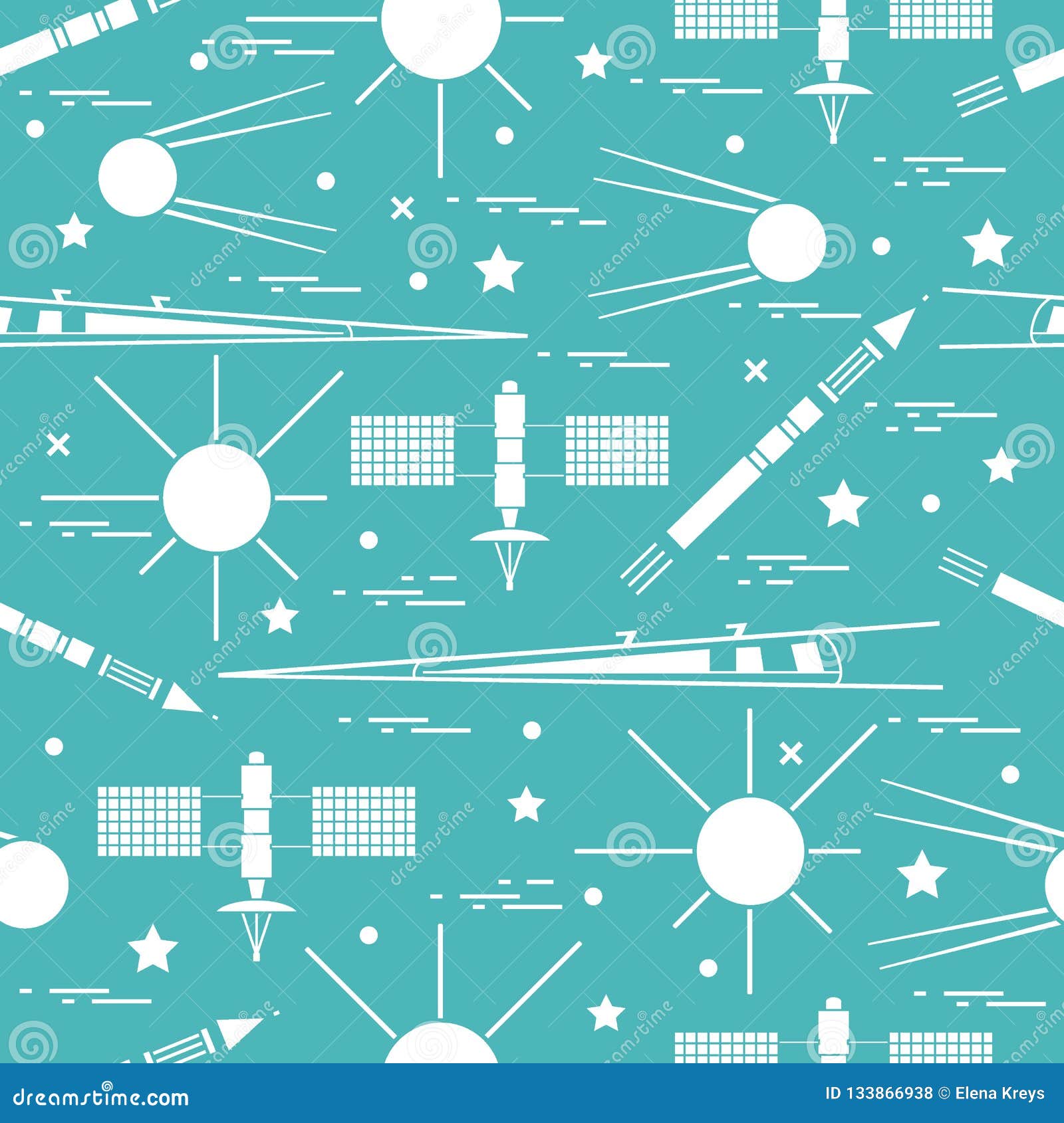 Seamless Pattern with Variety Space Exploration Elements Stock Vector ...