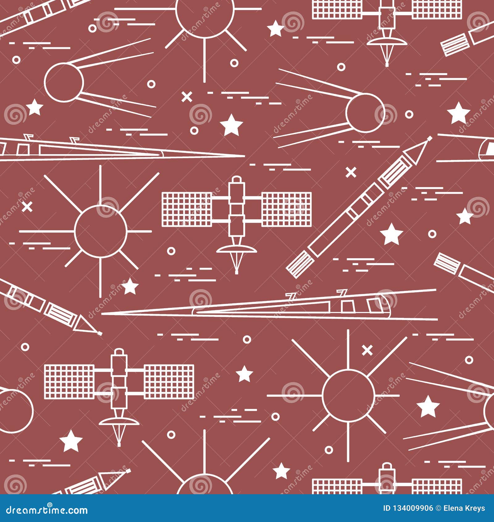 Seamless Pattern with Variety Space Exploration Elements Stock Vector ...