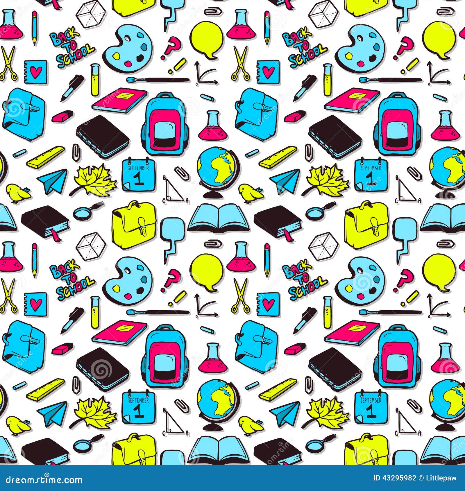 Seamless Pattern with Various Elements for School Stock Vector ...