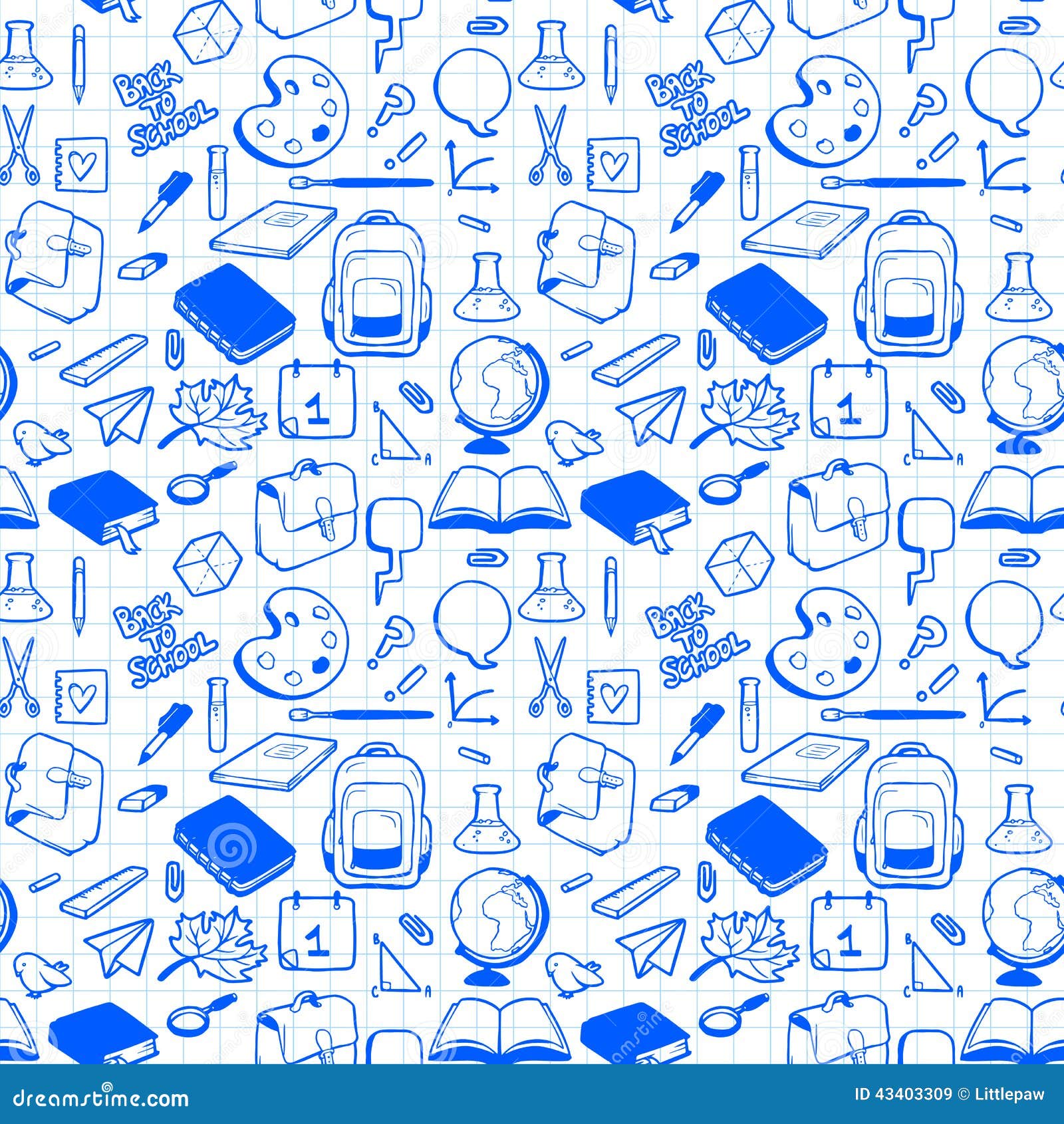 Seamless Pattern with Various Elements for School Stock Vector ...