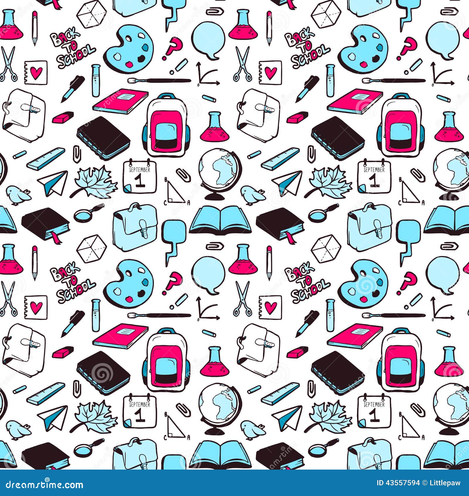 Seamless Pattern with Various Elements for School Stock Vector ...