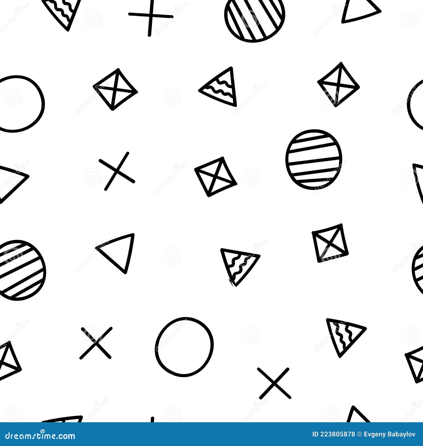 Seamless Pattern, Various Geometric Shapes on a White Background ...