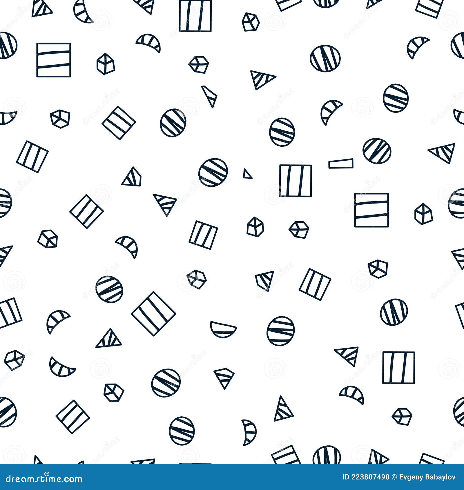 Seamless Pattern, Various Geometric Shapes on a White Background ...