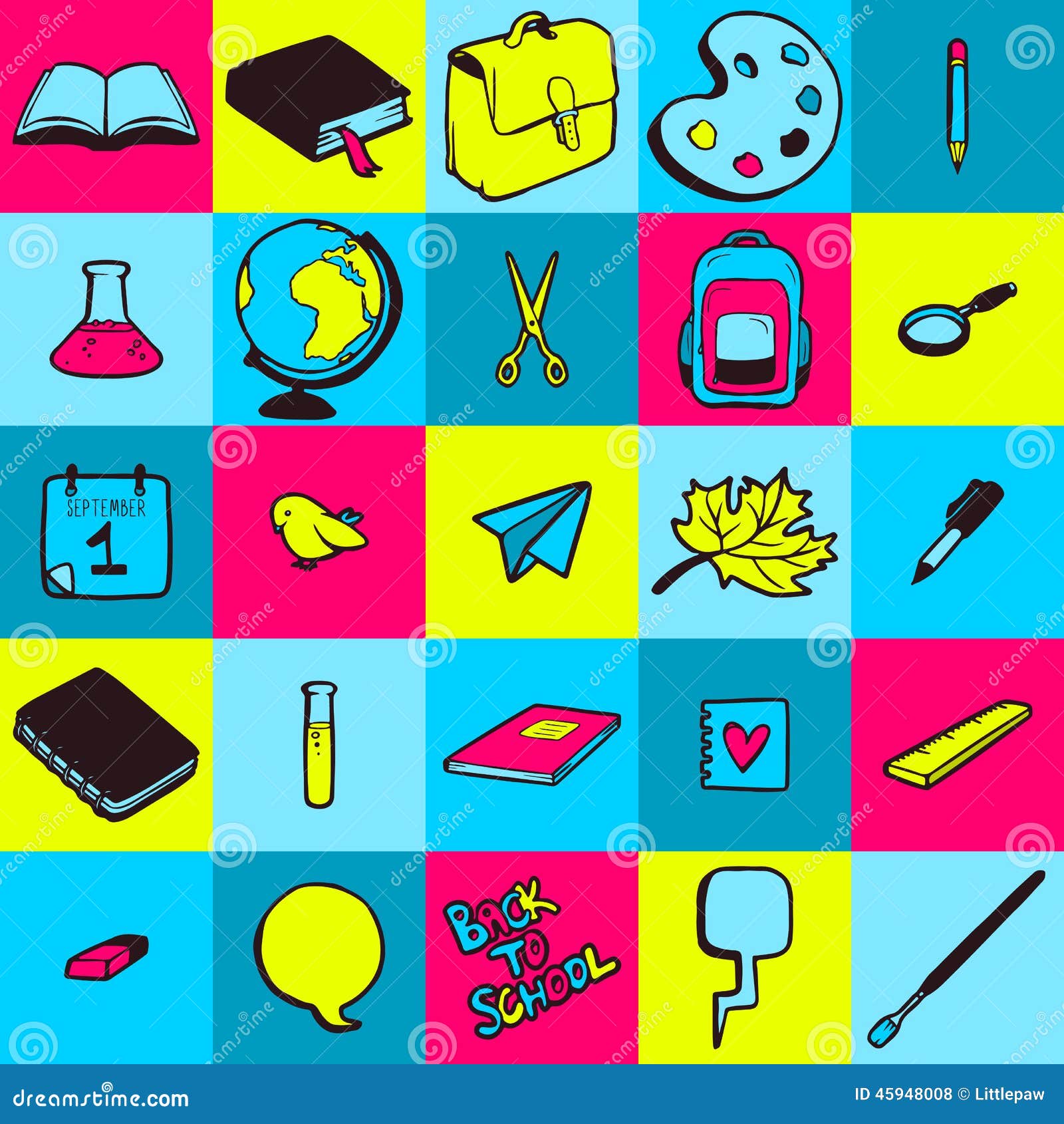 Seamless Pattern with Various Hand Drawn School Icons Stock Vector ...