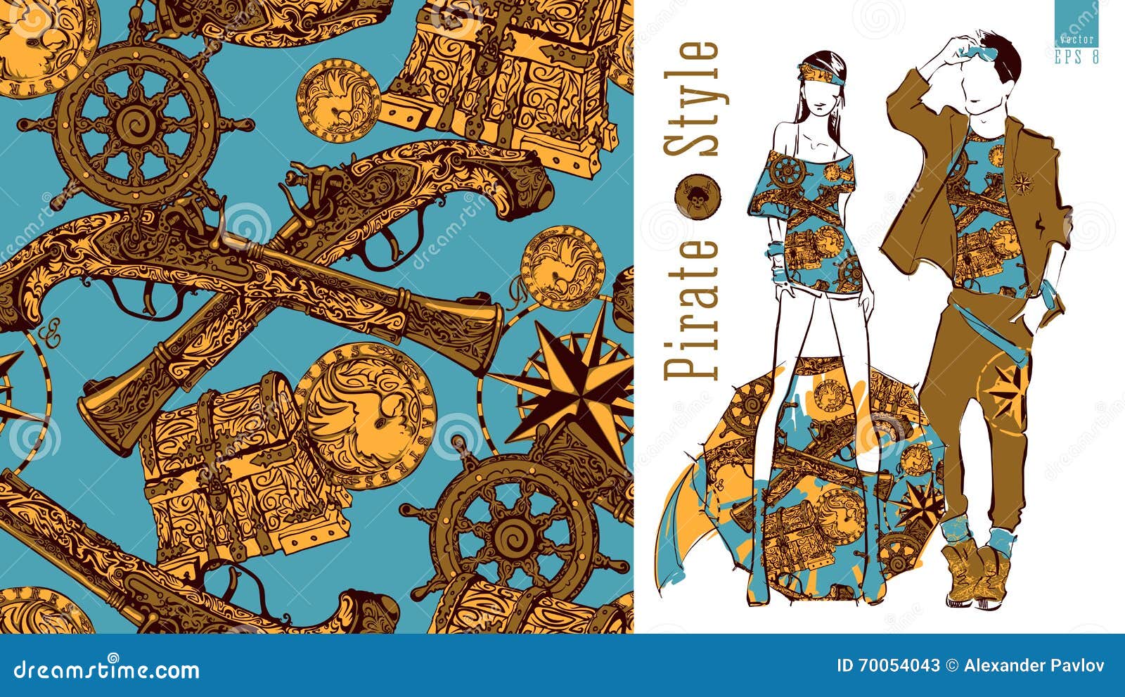 Seamless Pattern with Various Pirate Elements Stock Vector ...