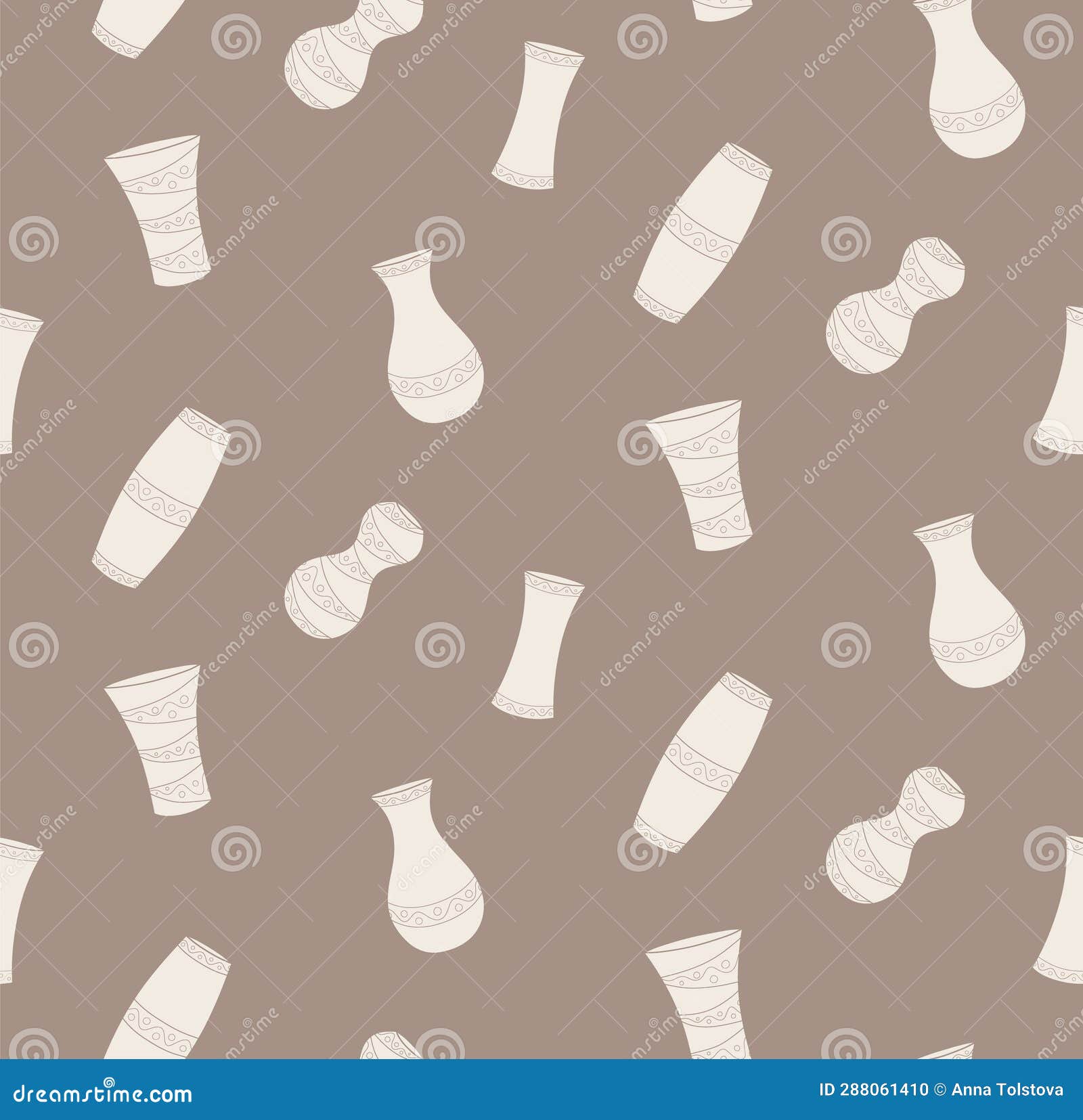 Seamless Pattern with Vases, Flat. Stock Vector - Illustration of ...
