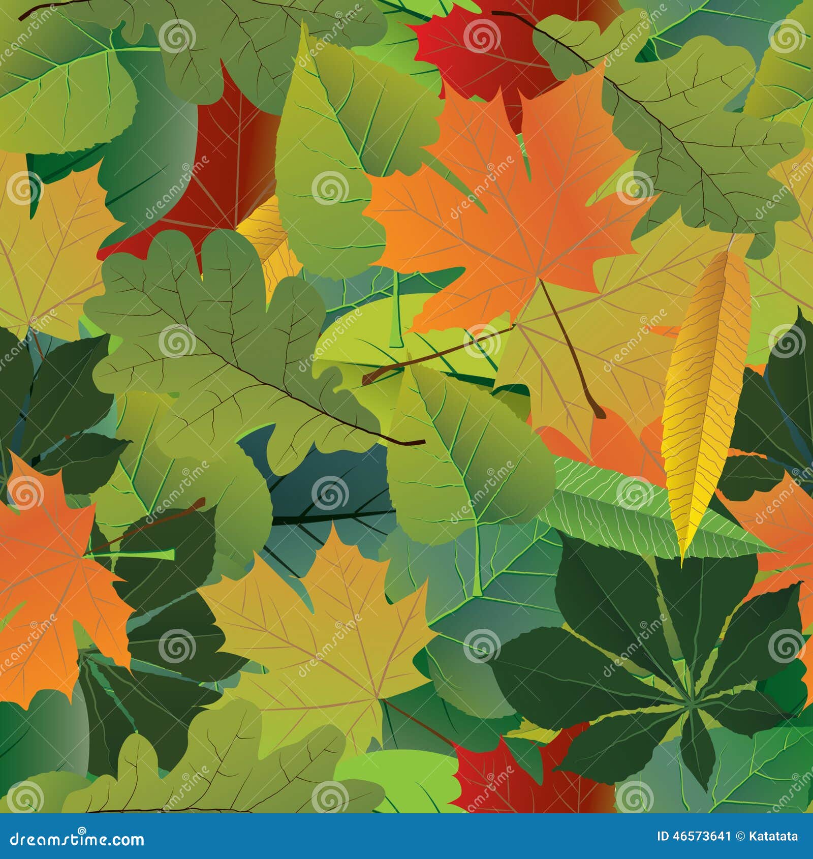 Seamless Pattern. Vector of Autumn Colorful Leaves Stock Vector ...