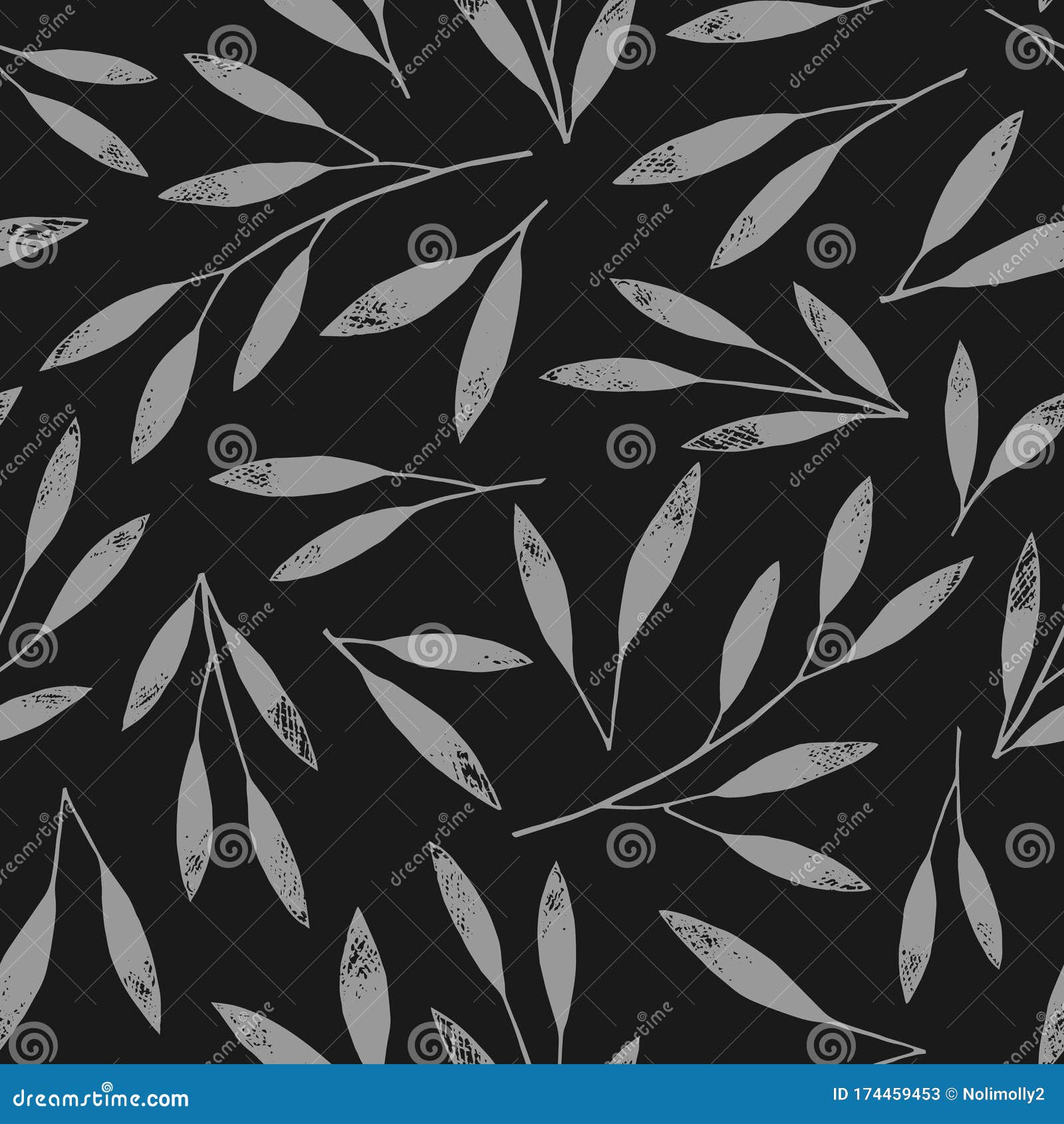 Seamless Pattern Vector Branches Pencil Drawing, Monochromevintage ...