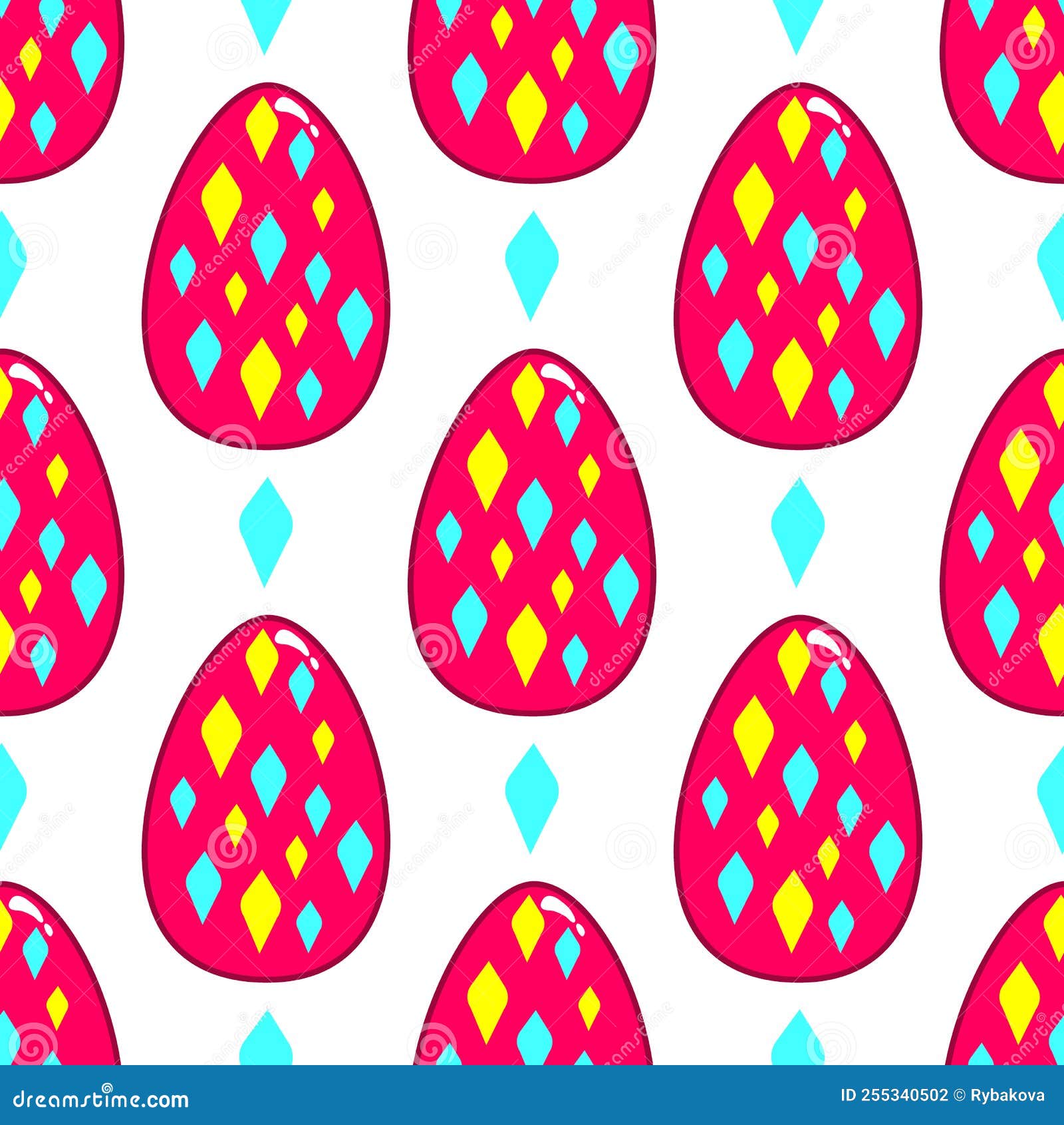 Seamless Pattern with Vector Cartoon Easter Eggs Stock Vector - Illustration of easter, seamless ...