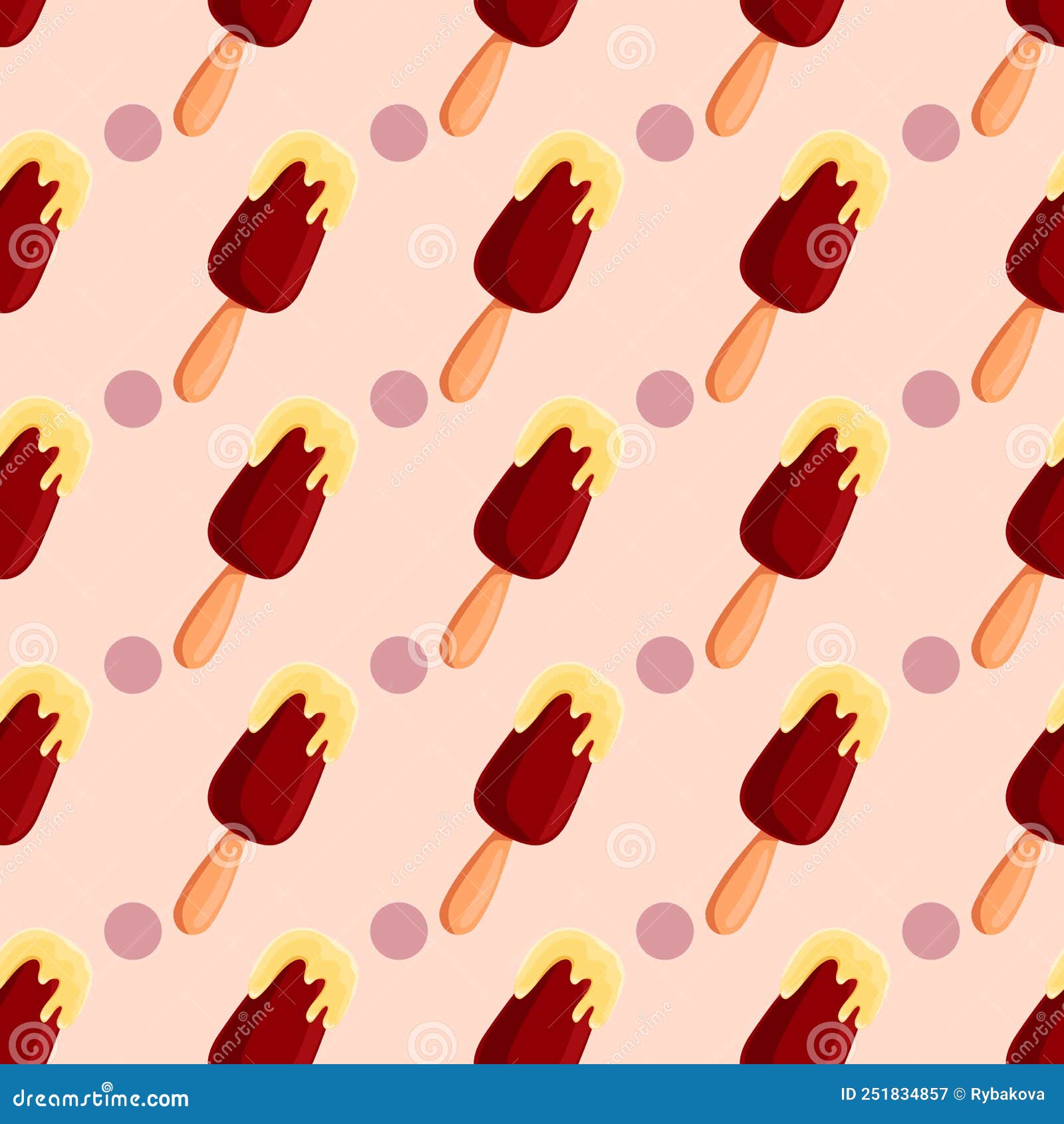 Seamless Pattern with the Vector Cartoon Ice-cream Stock Vector ...