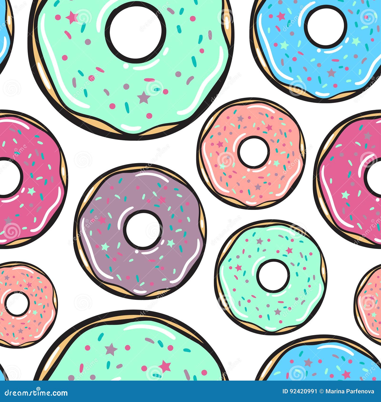 Seamless Pattern. Vector. Colored Donuts Stock Vector - Illustration of ...