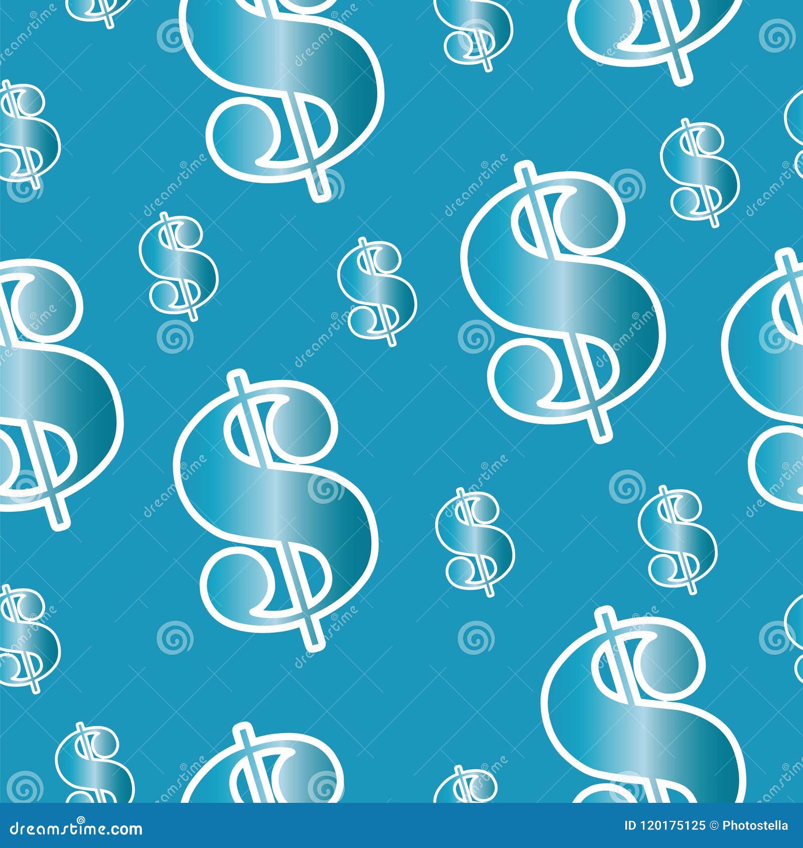 Seamless Pattern Vector with Dollars in Blue Colors Stock Vector ...