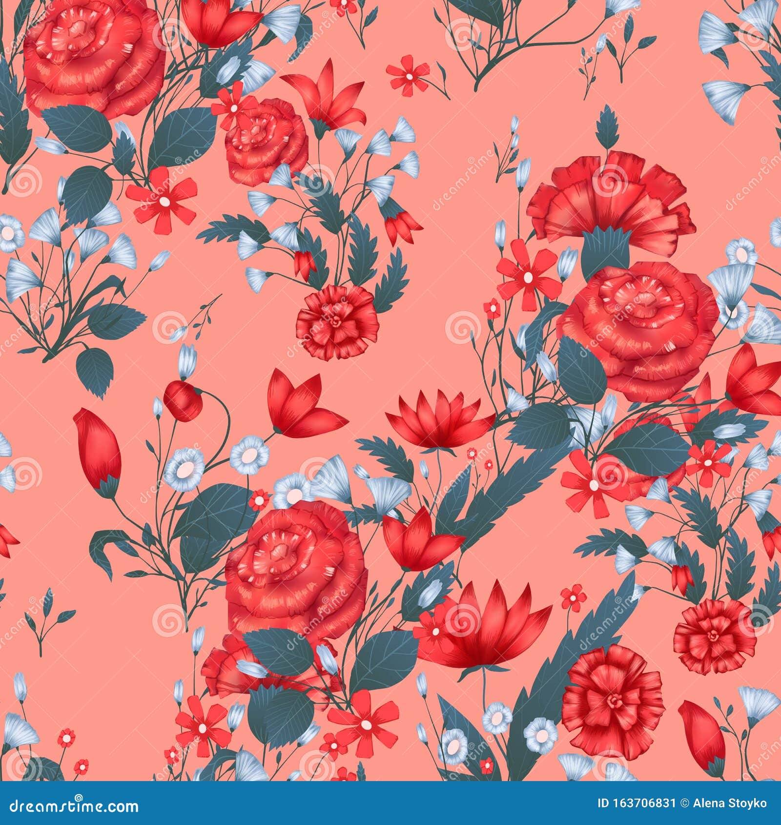 Seamless Pattern Vector Floral Design with Roses . Romantic Background ...