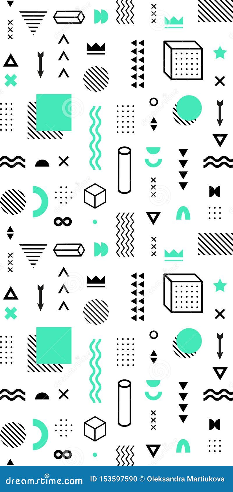 Seamless Pattern with Vector Geometric Shapes. Trendy Graphic Elements ...