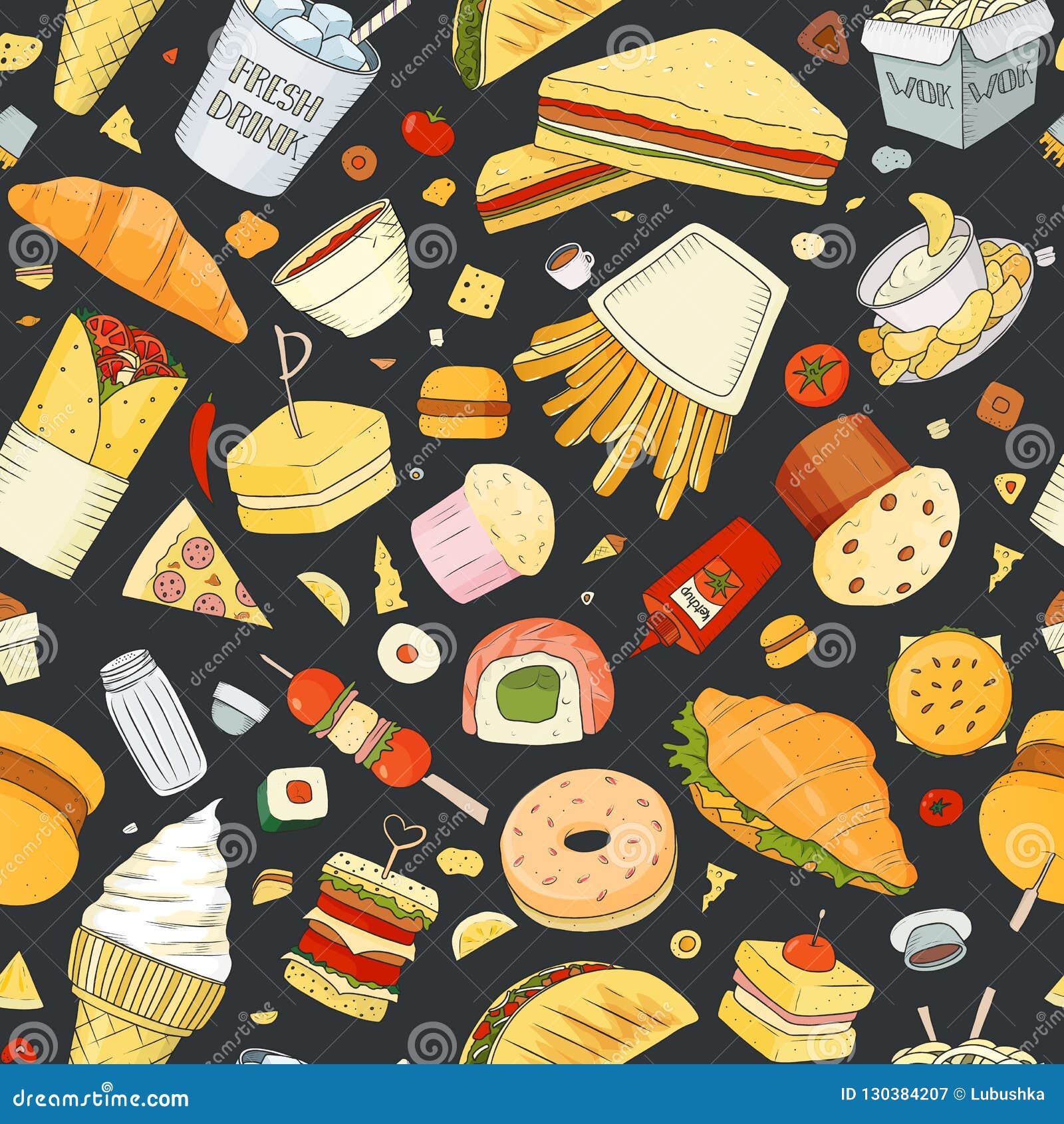 Fast food elements. stock illustration. Illustration of meal - 130384207